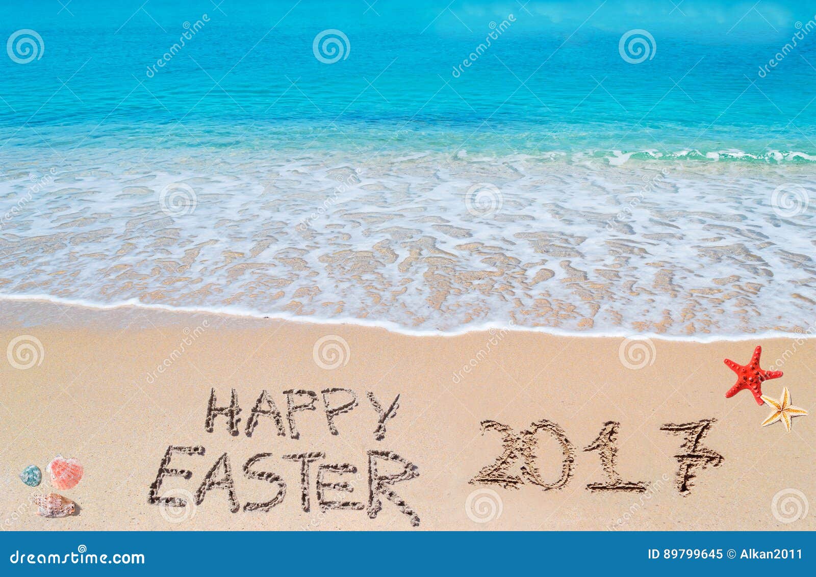Happy Easter 2017 on a Tropical Beach Under Clouds Stock Image - Image ...