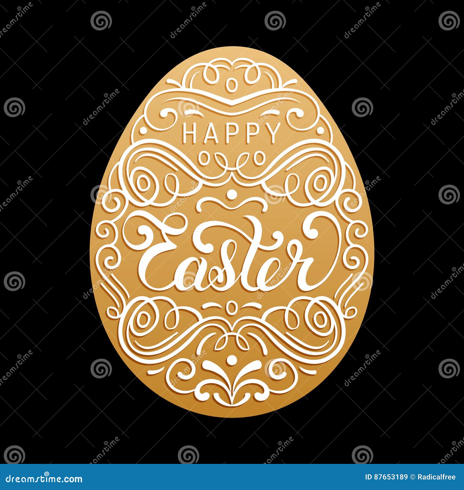 Happy Easter Type Greeting Card in the Egg Shape. Religious Holiday ...