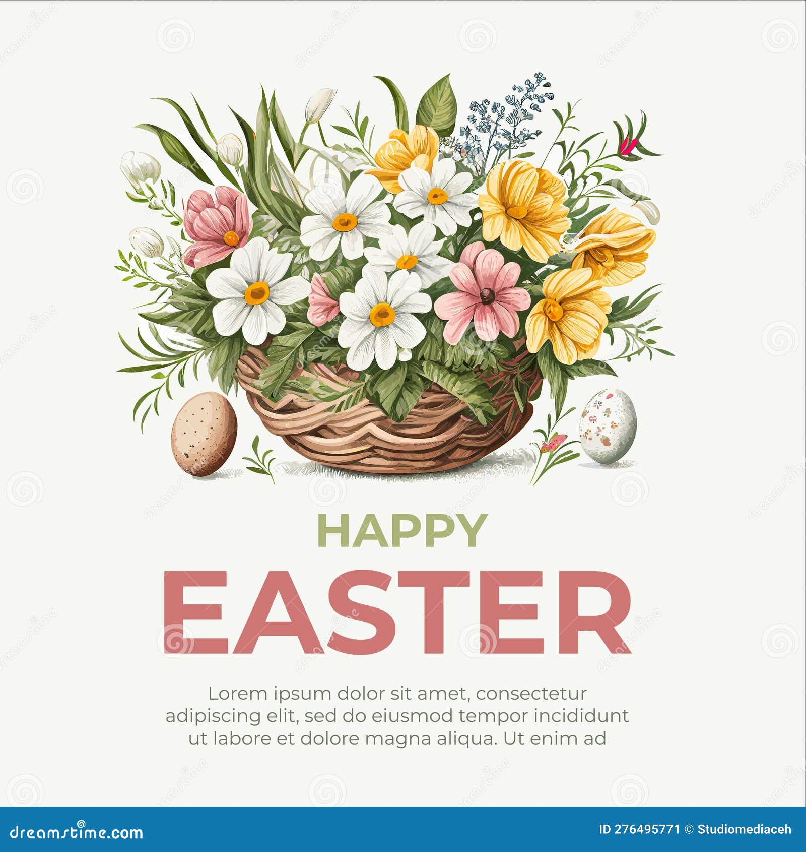 Happy Easter Vector Cute Classic Illustrations of Easter Eggs in a ...