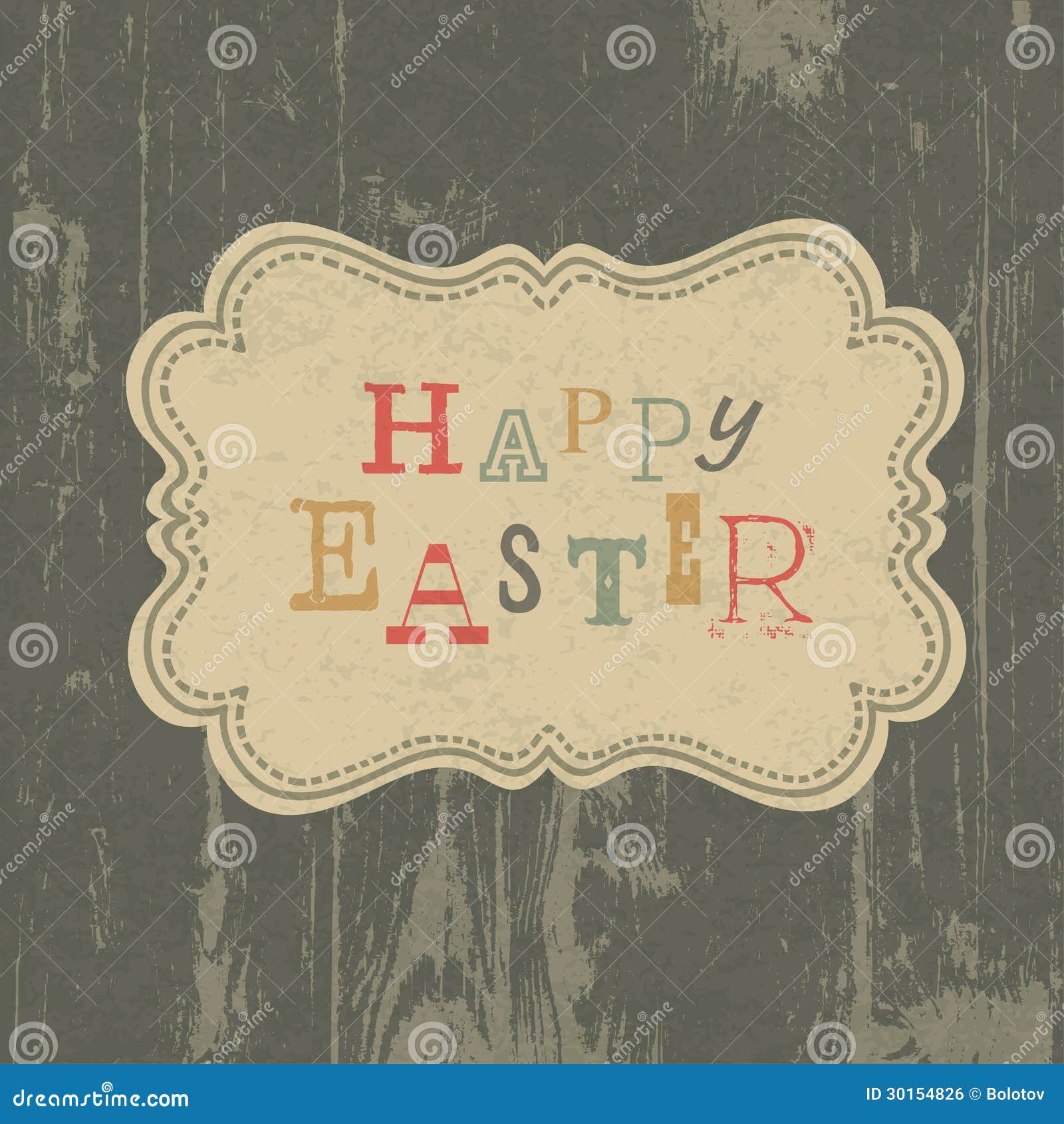 Happy Easter Vintage Greeting Card. Stock Vector - Illustration of ...