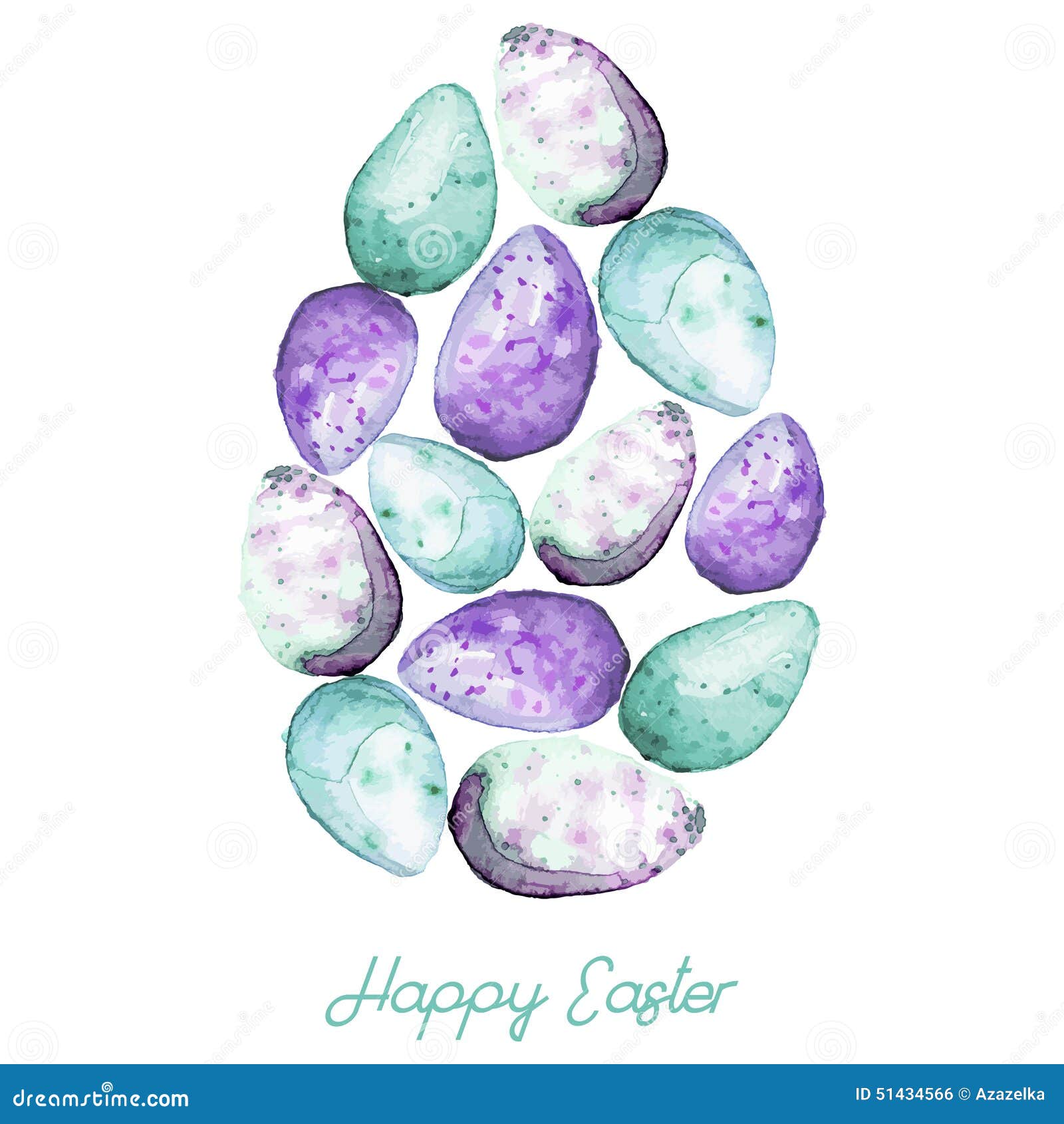 Happy Easter! Watercolor Hand Drawn Easter Greeting Card. Vector Stock ...