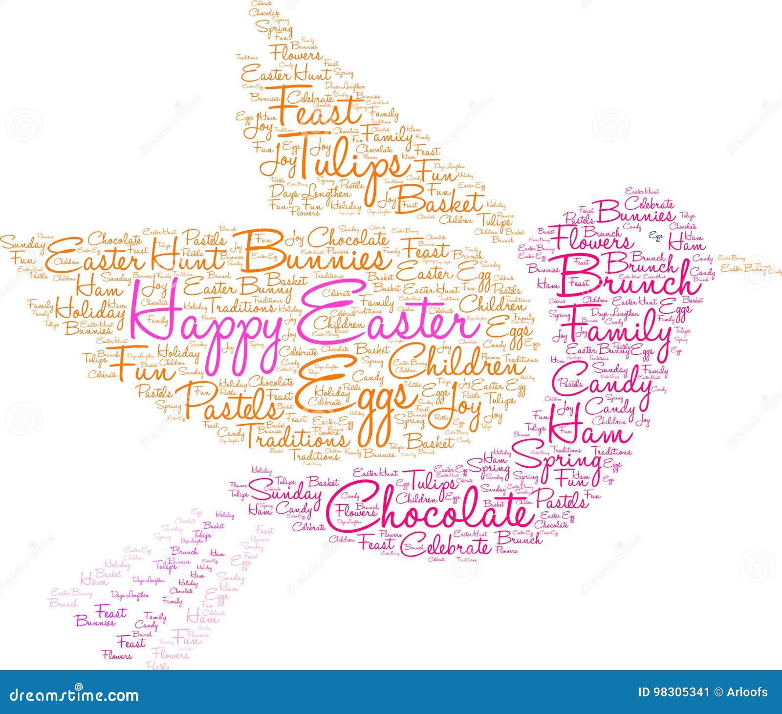 Happy Easter Word Cloud stock vector. Illustration of families - 98305341