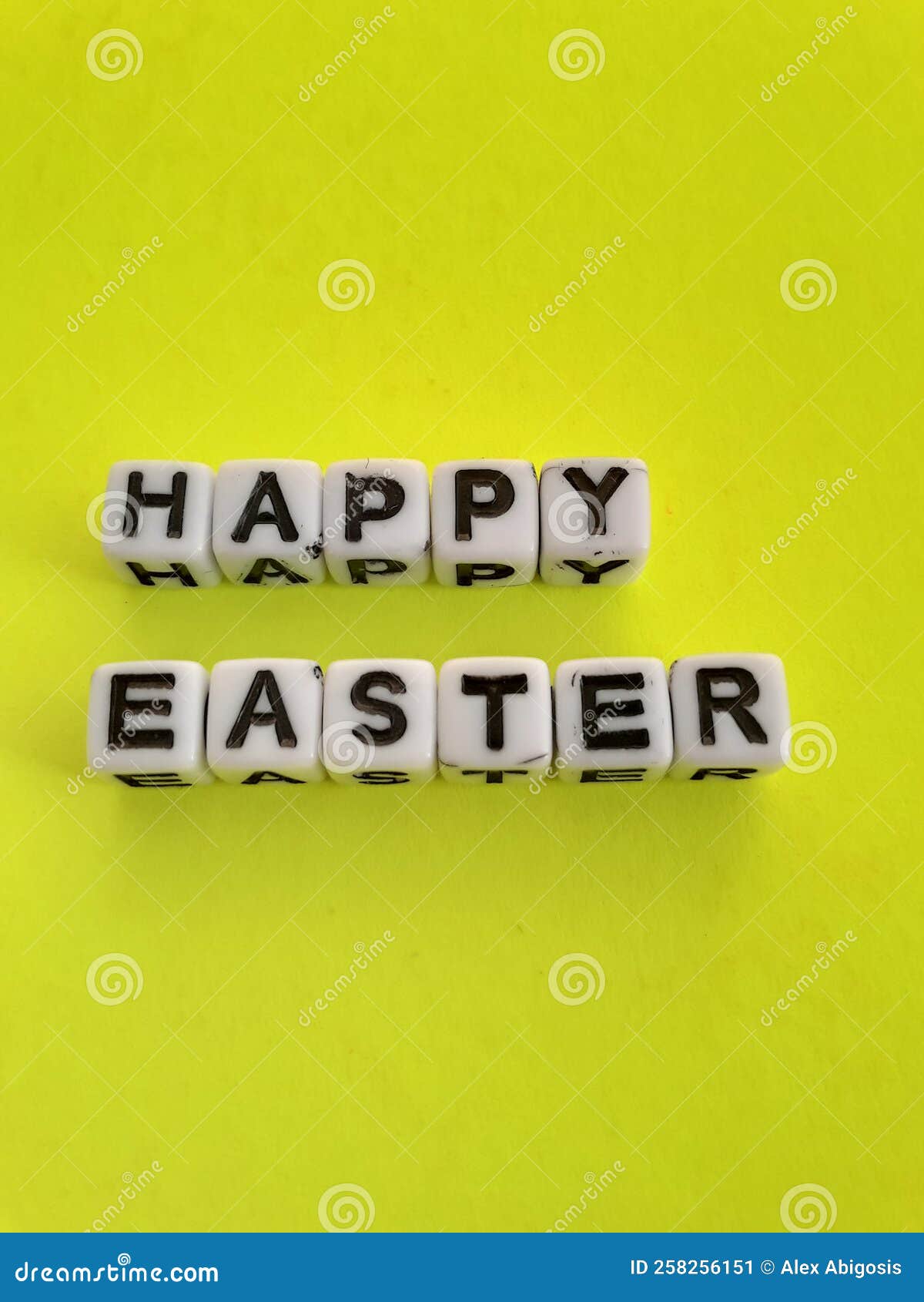 Happy Easter Words Letters on White Blocks on a Yellow Background Stock ...