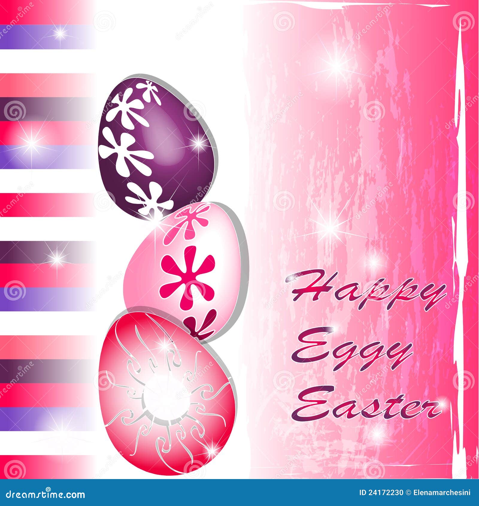 Happy Eggy Easter in Pink and Purple Stock Vector - Illustration of ...