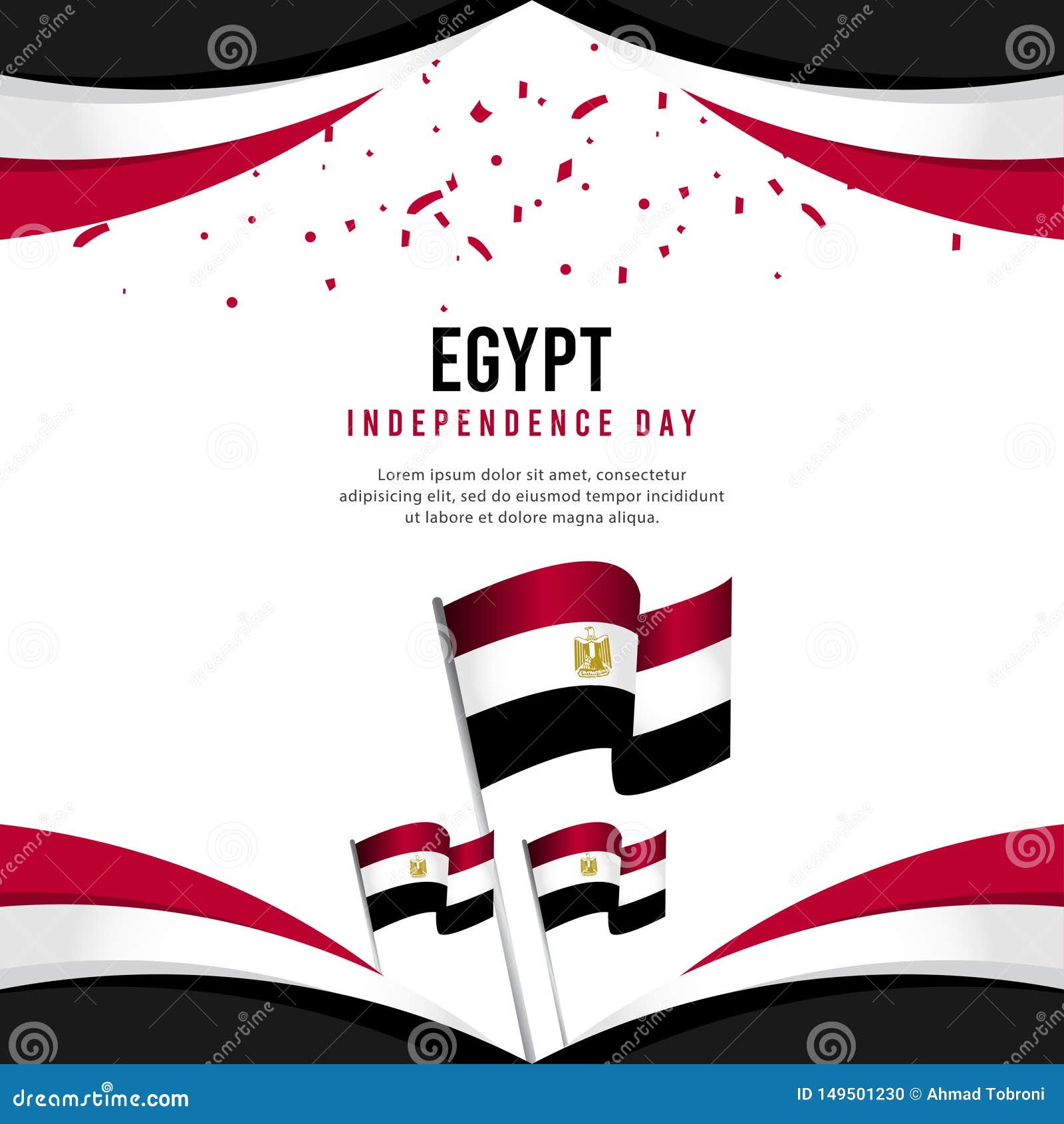 Happy Egypt Independence Day Celebration Poster Vector Template Design ...