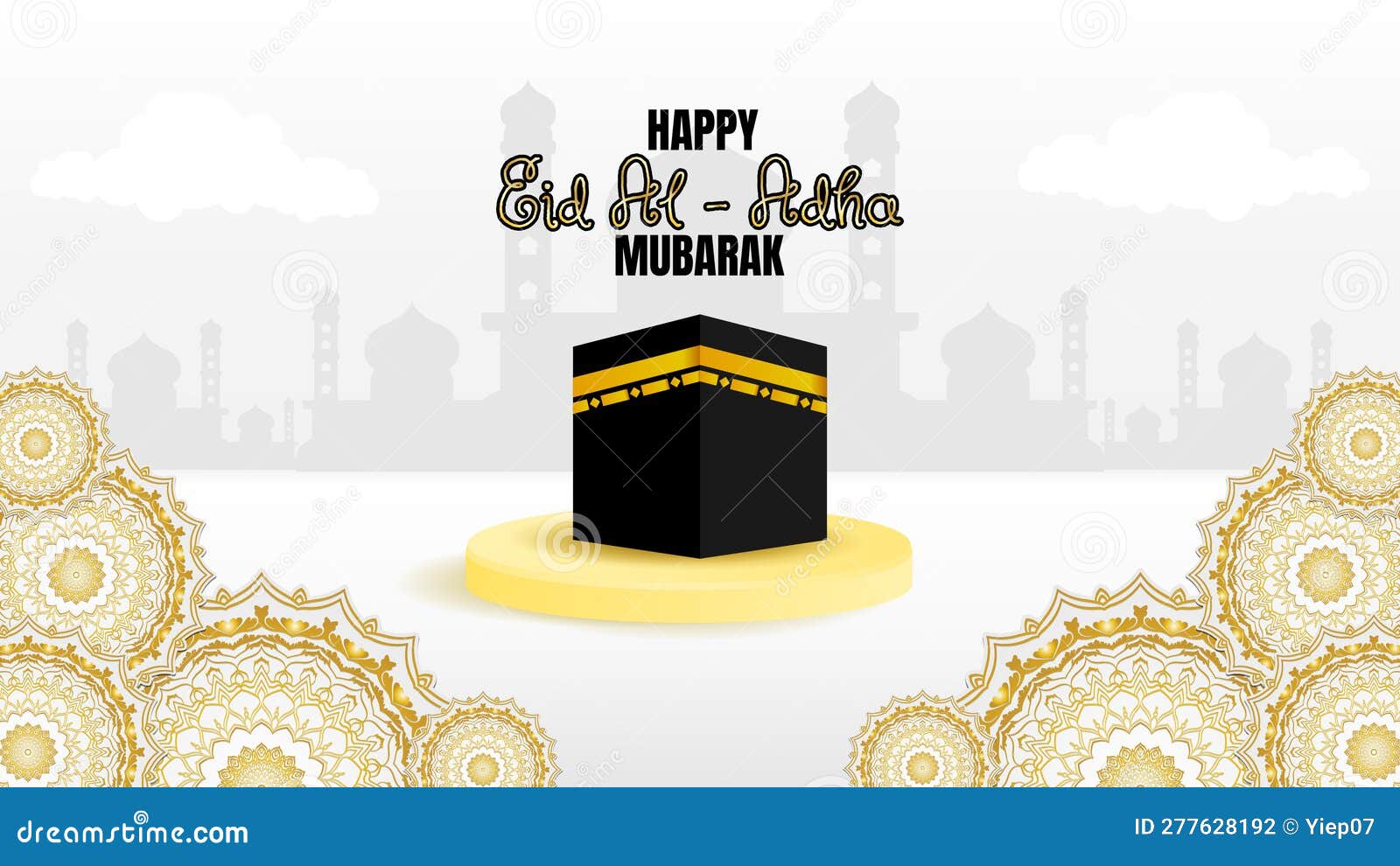 Happy Eid Al Adha with 3d Kaaba Stock Vector - Illustration of mubarak ...