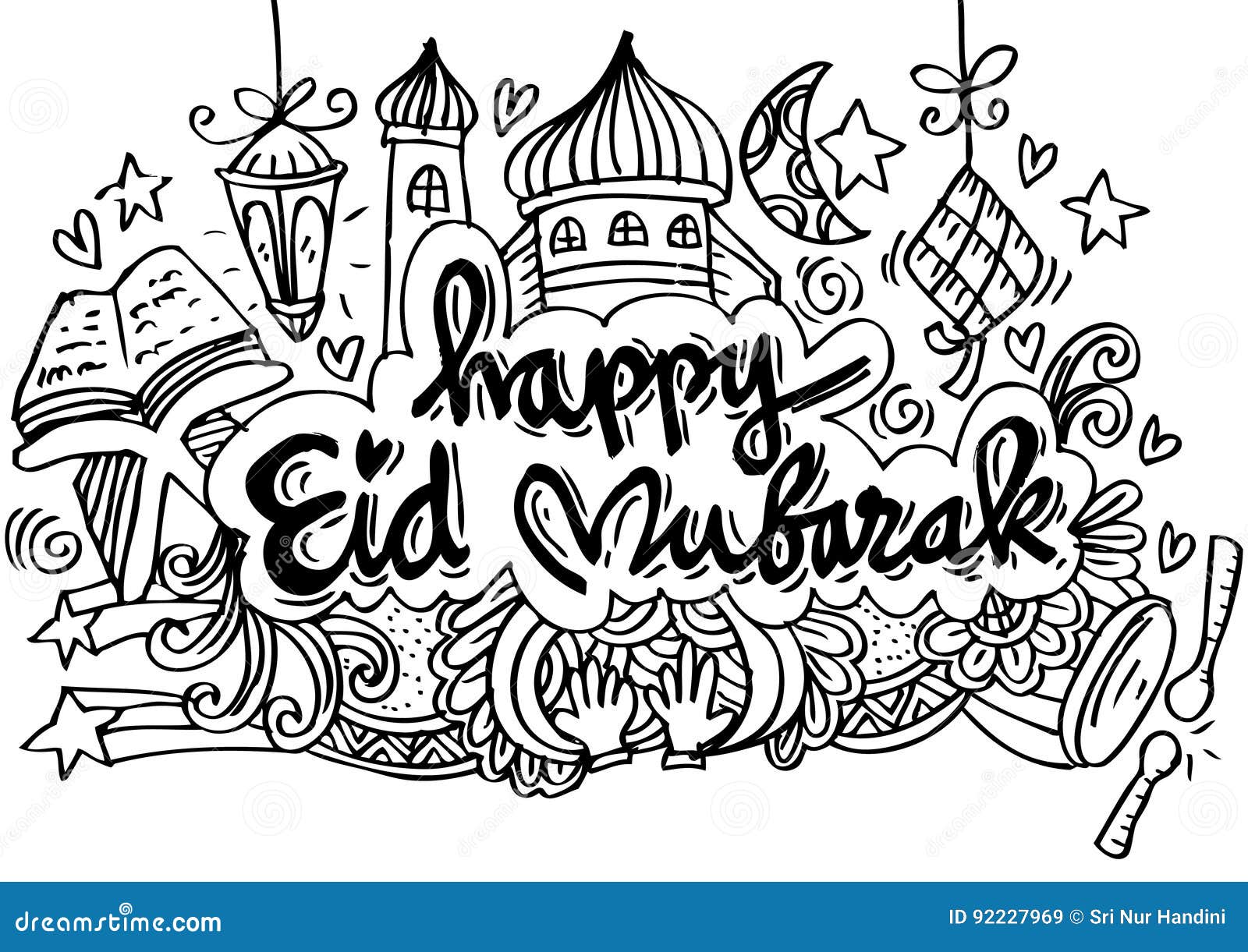 Happy eid mubarak stock illustration. Illustration of fitri - 92227969