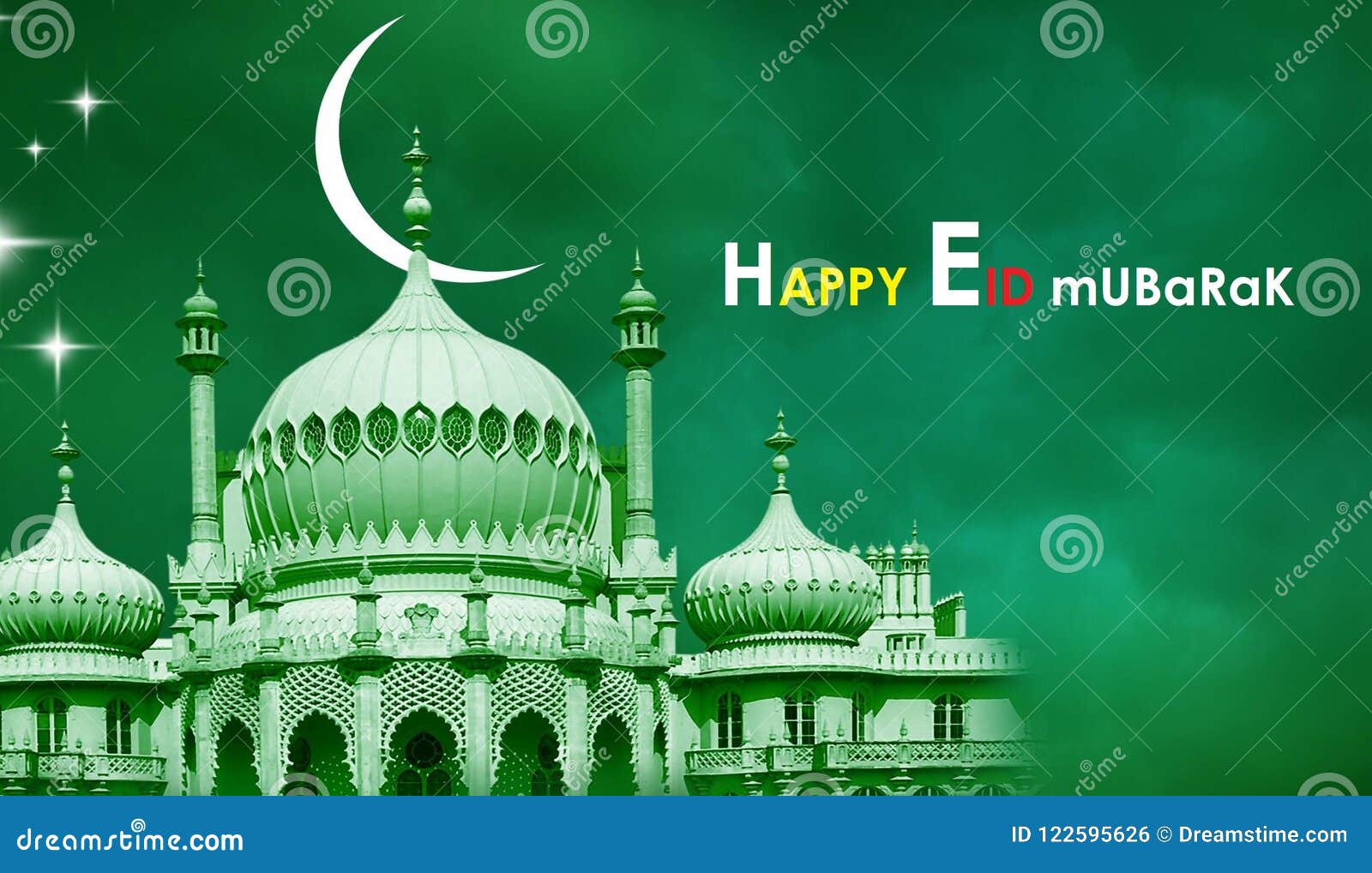 Happy Eid Mubarak stock illustration. Illustration of happy - 122595626