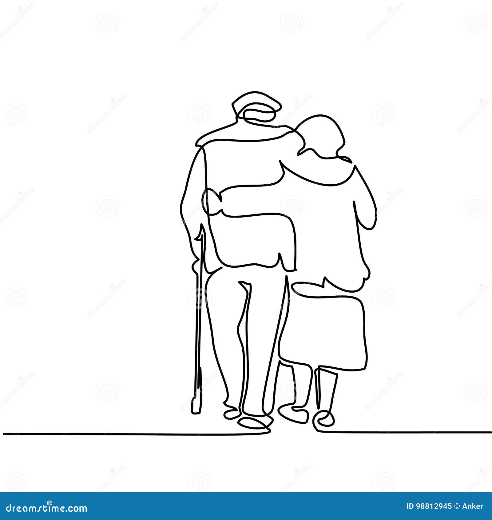 Couple Hugging. Love Concept. Continuous Line Drawing. Isolated On The ...