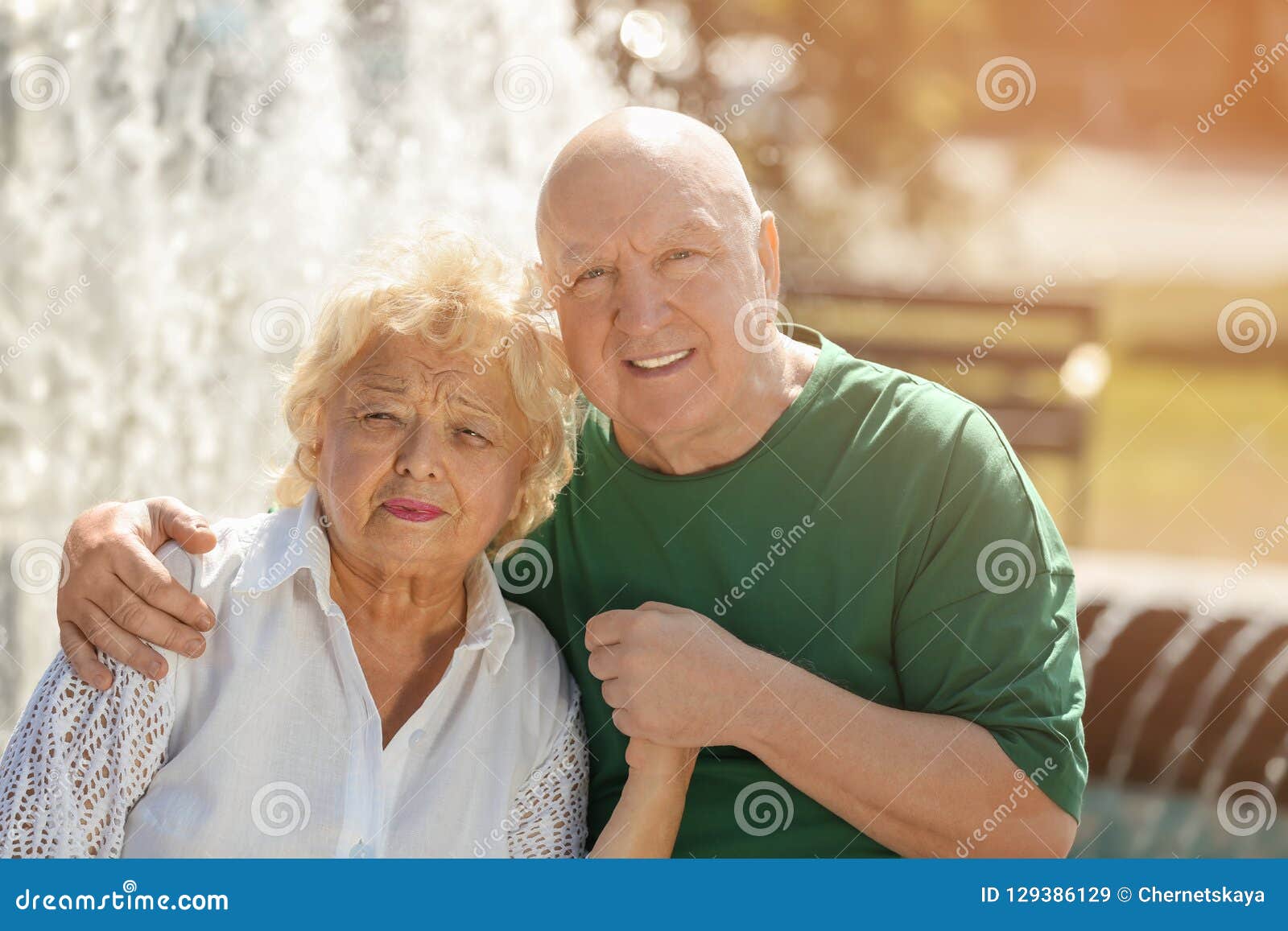 Happy Elderly Couple Outdoors Stock Image - Image of background ...