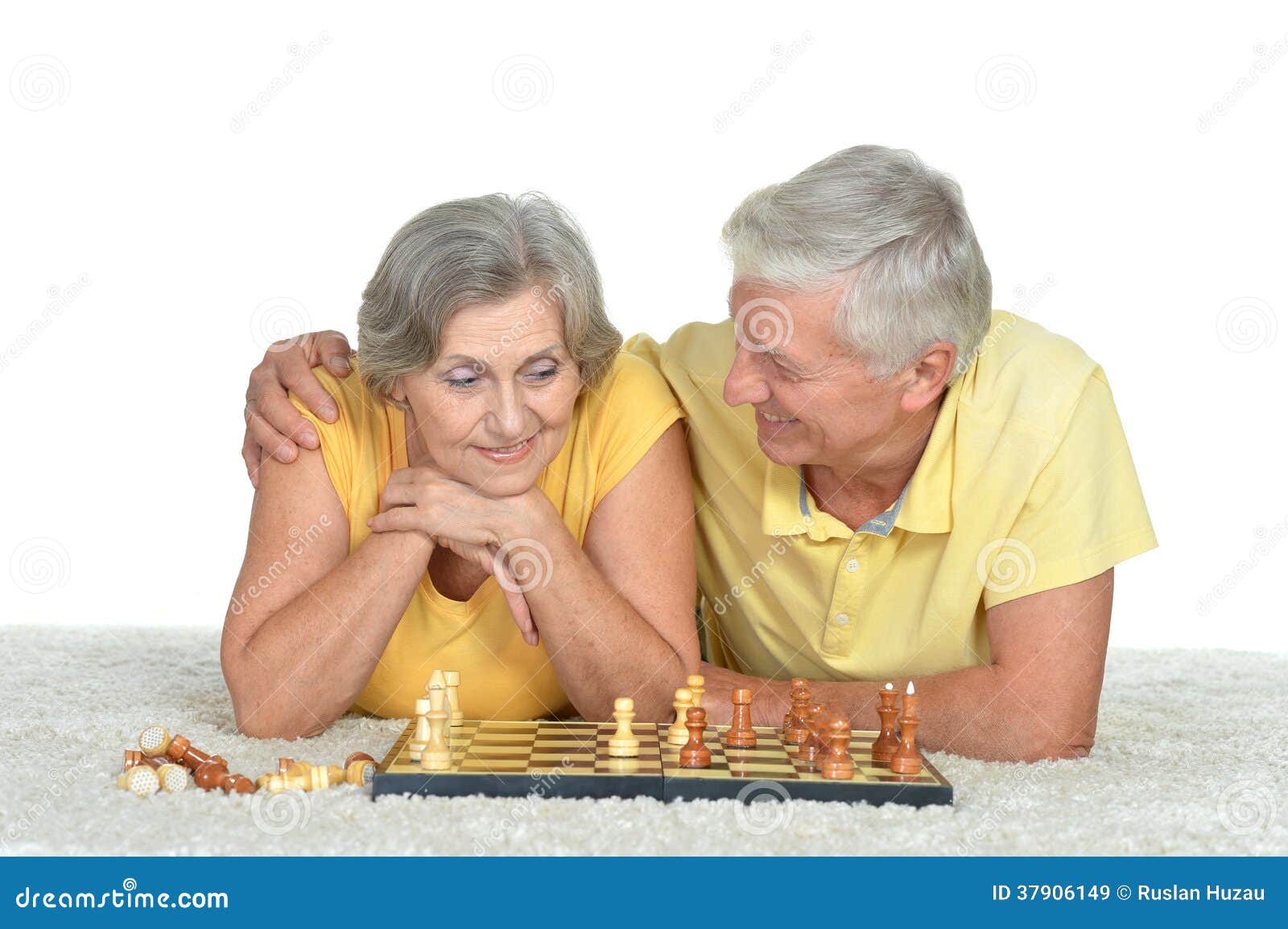 Happy Elderly Couple Playing Chess Stock Image - Image of leisure ...