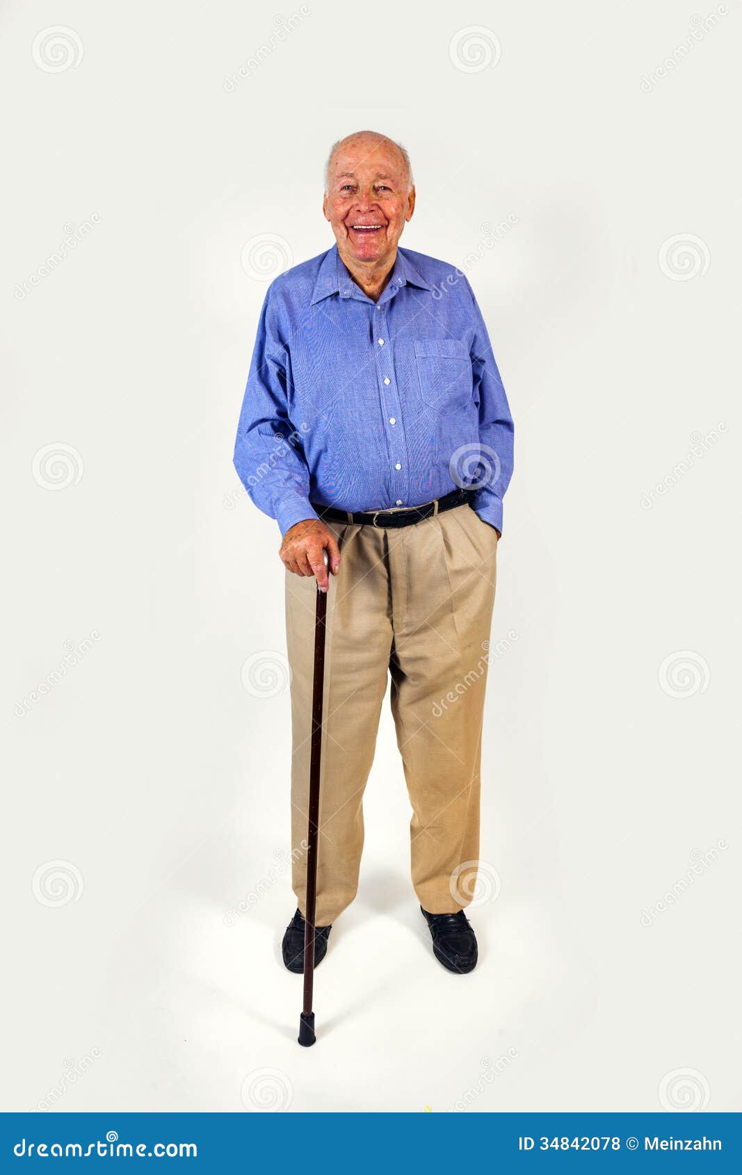 Happy Elderly Man Standing with His Stock Photo - Image of chair ...