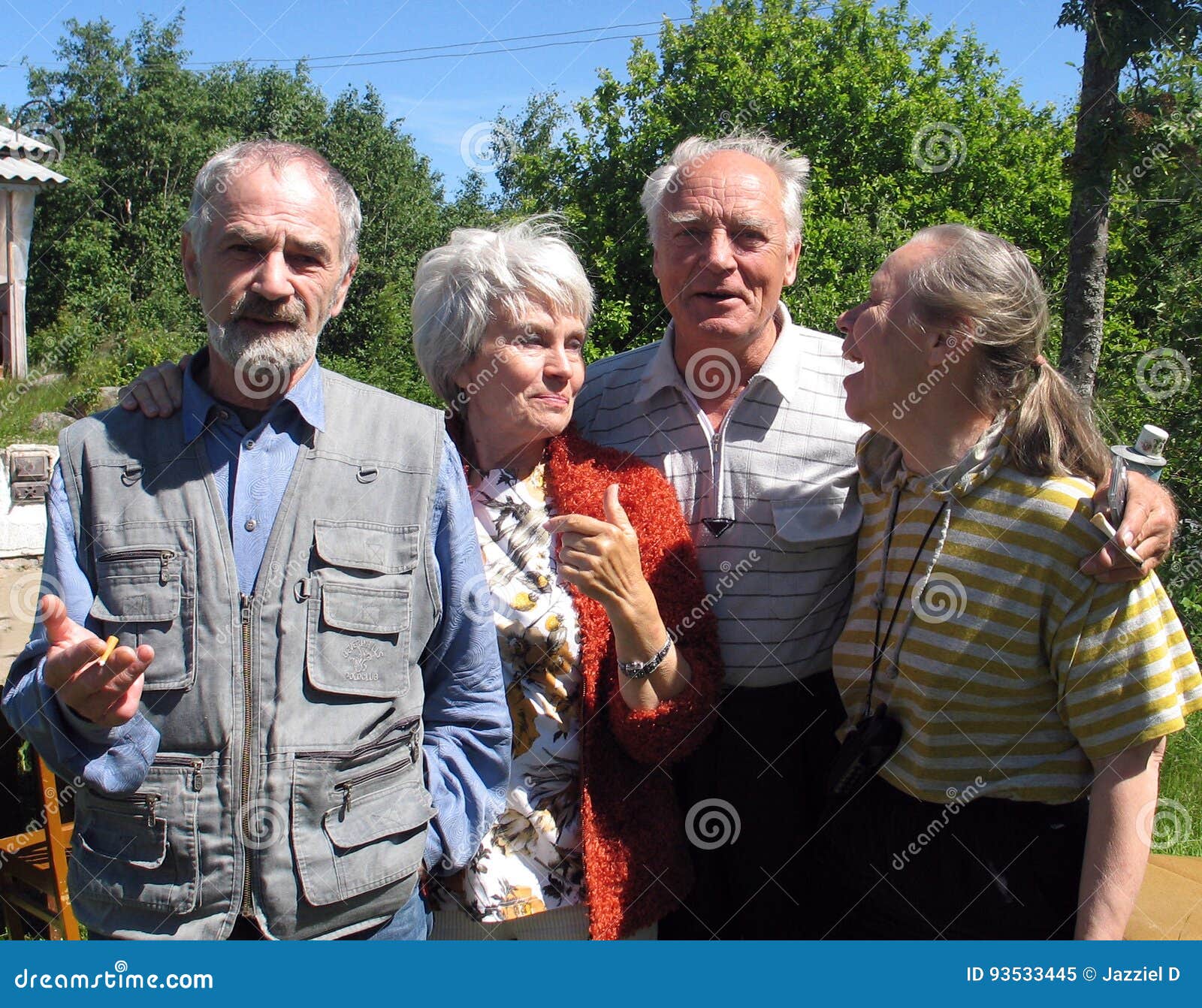 Happy Elderly People Resting Out of Doors Stock Image - Image of male ...