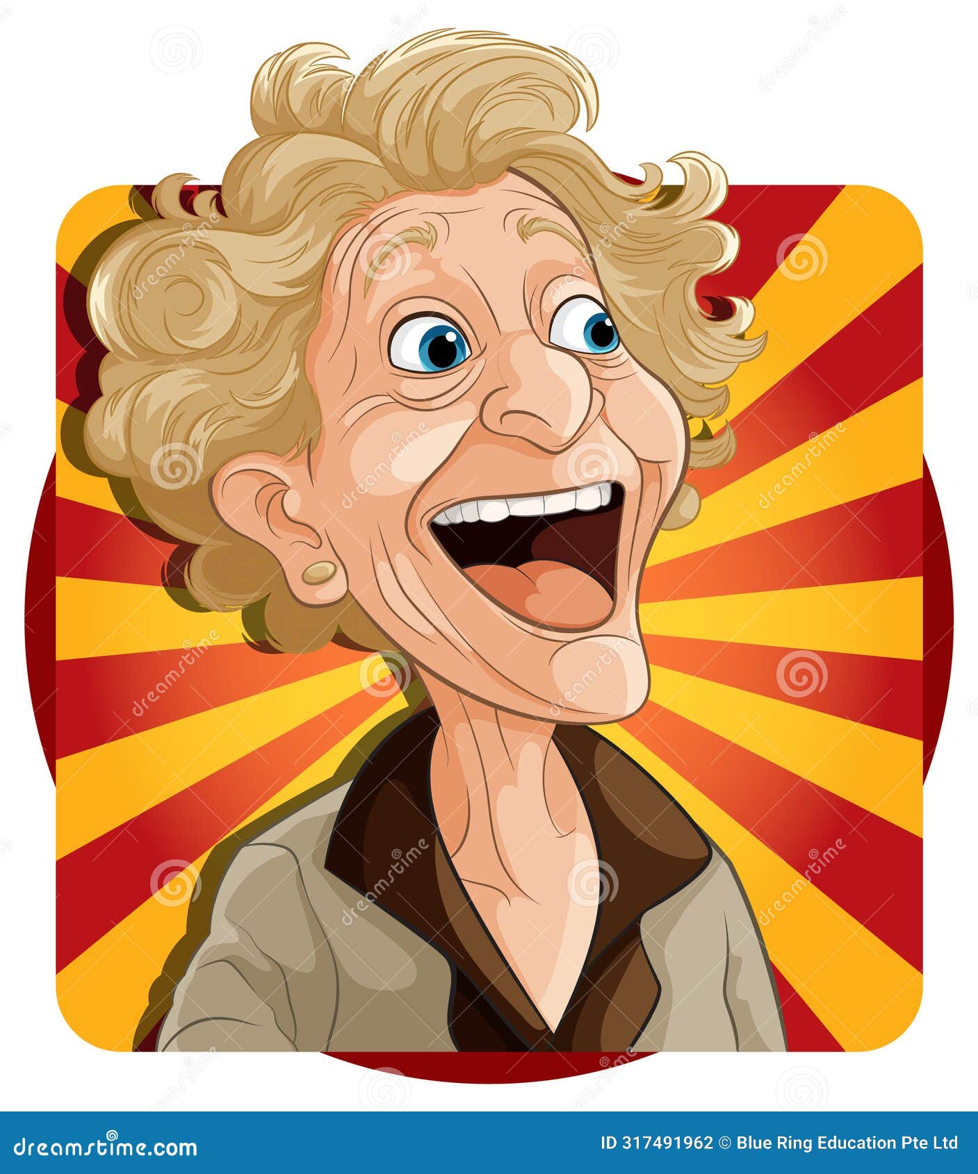 A Happy Elderly Woman Smiling Stock Vector - Illustration of emotion ...