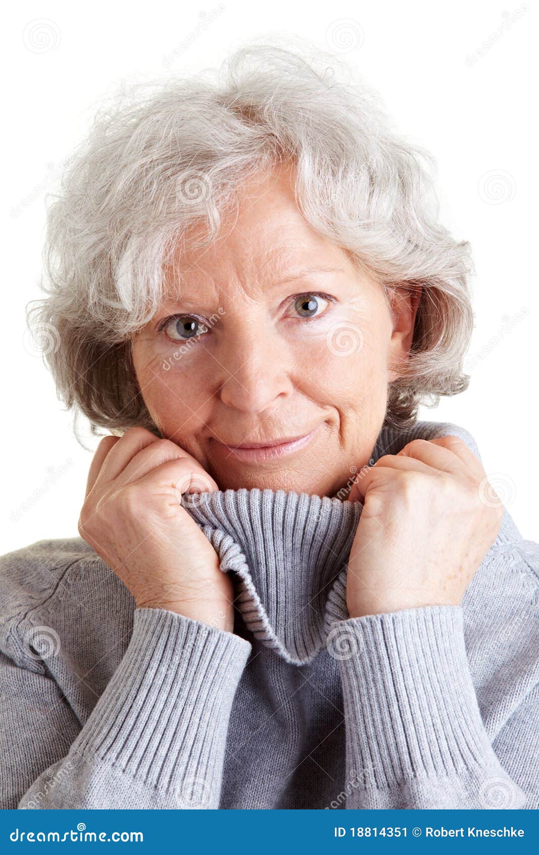 Happy Elderly Woman with Sweater Stock Image - Image of shot, person ...