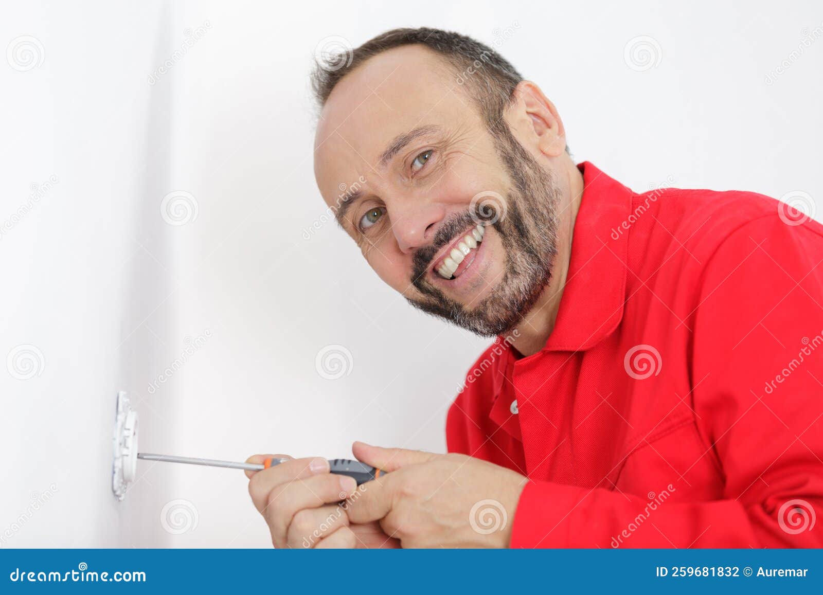 Happy Electrician Prior To Installation Stock Photo - Image of work ...