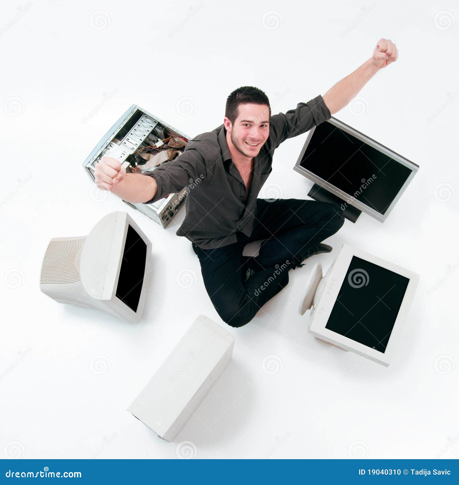 Happy electronic craftman stock photo. Image of electronic - 19040310