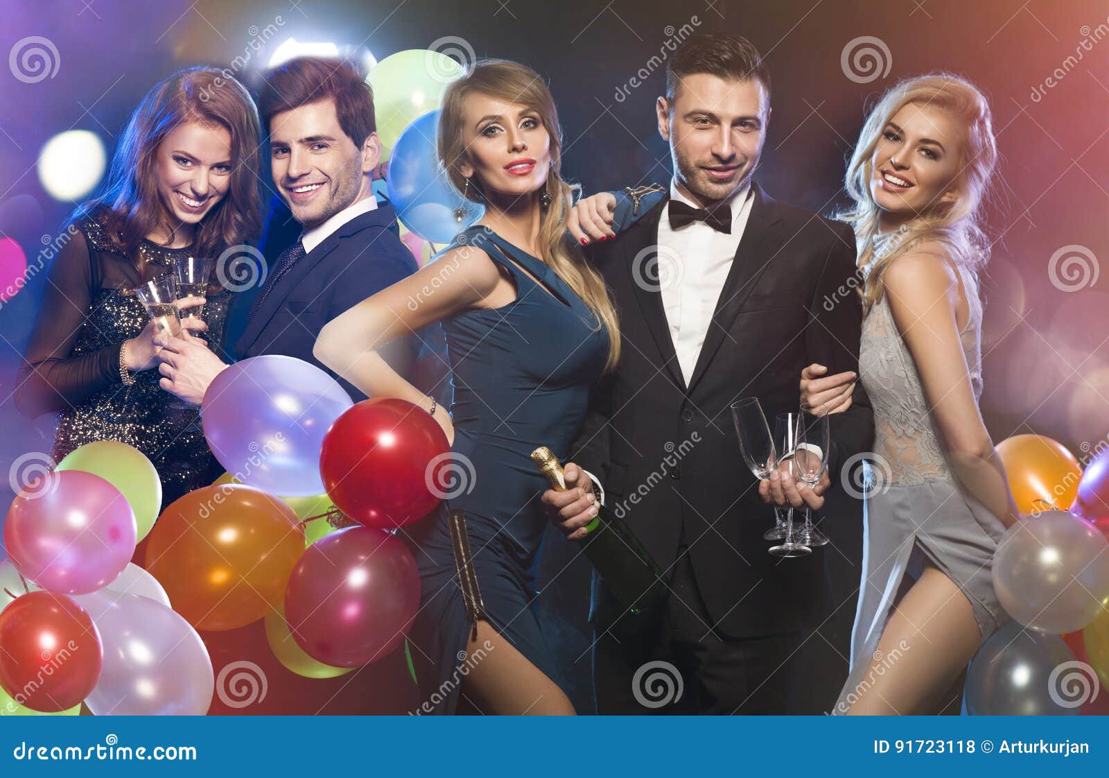 Happy Elegant Friends at Party Stock Photo - Image of people, enjoyment ...