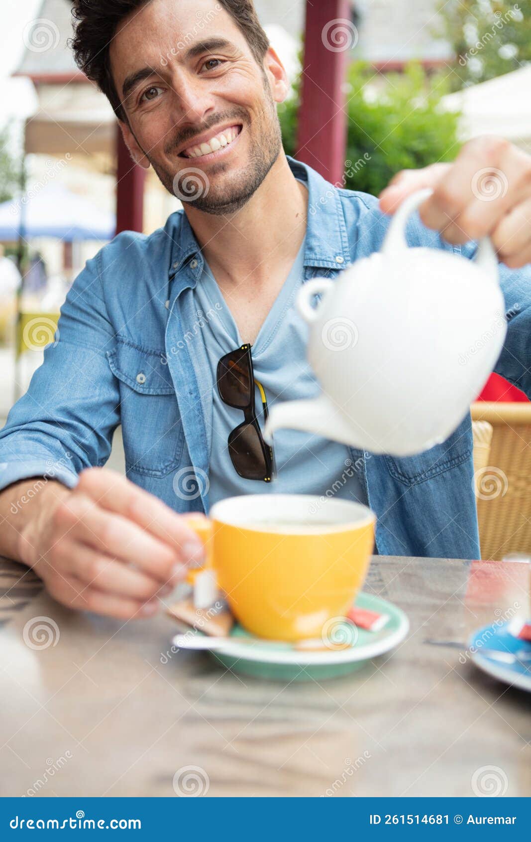 Happy Elegant Gentleman Pouring Tea in Cup Stock Image - Image of ...