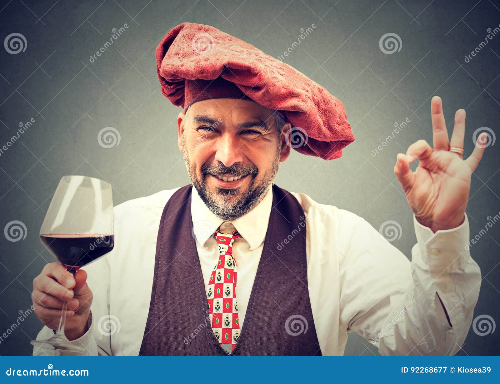 Happy Elegant Man Holding a Glass of Red Wine Stock Image - Image of ...