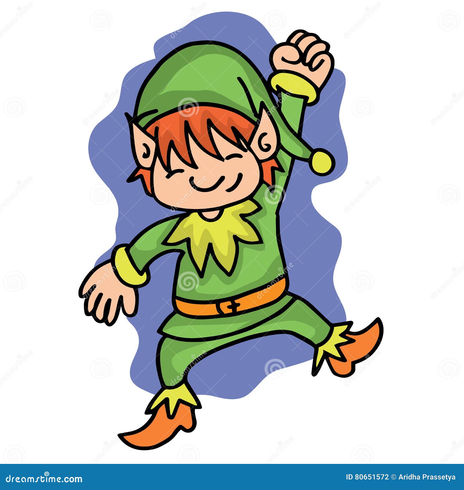 Happy Elf with Green Costume Stock Vector - Illustration of christmas ...