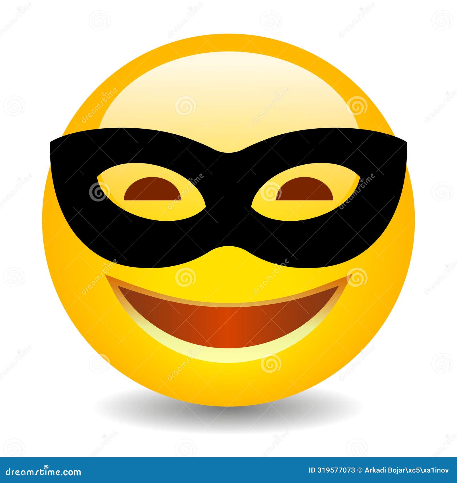 Happy Emoji With Black Anonymous Mask, Vector Cartoon | CartoonDealer ...