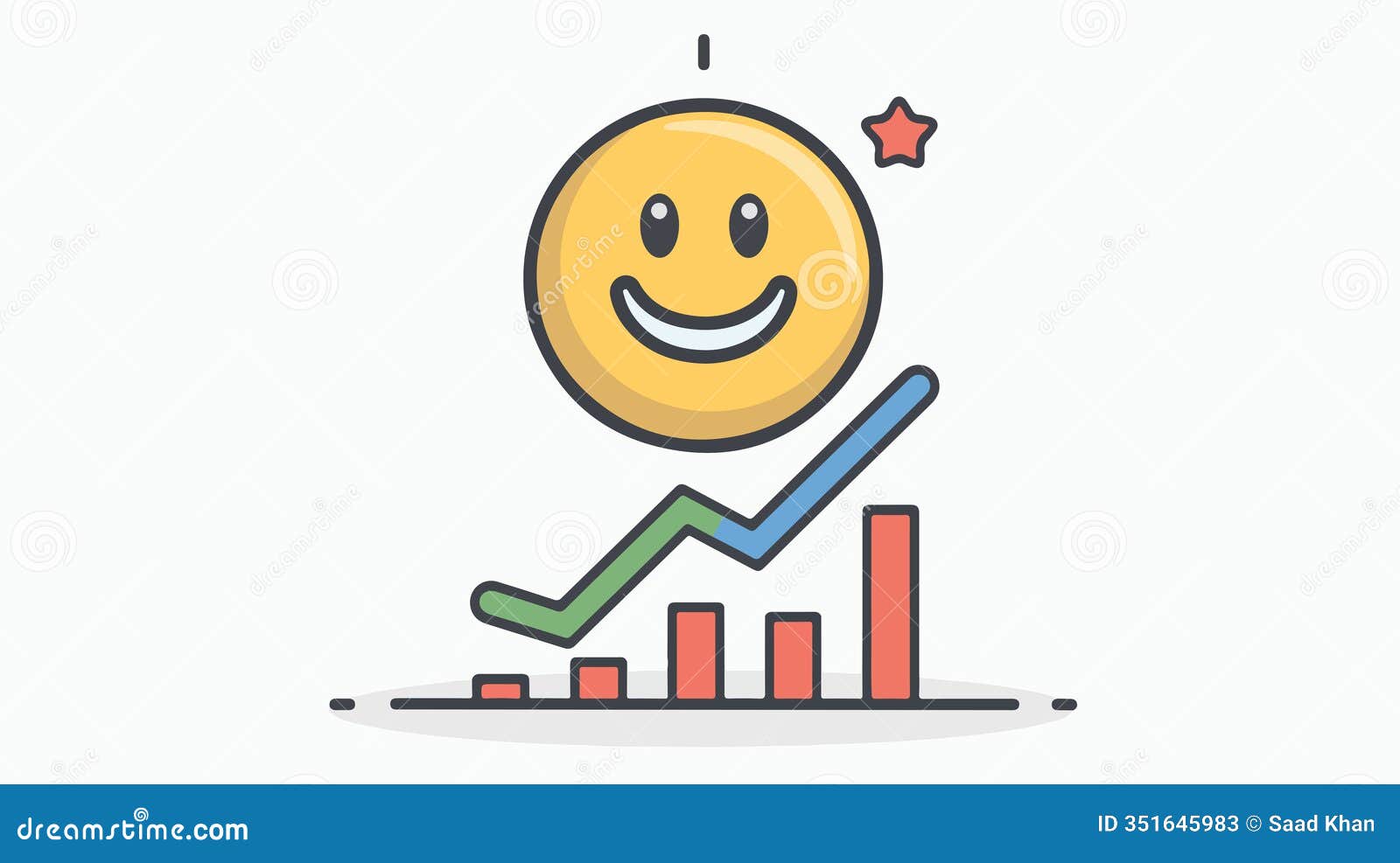 Happy Emoji Face Graph Outline Icon Vector Illustration for Creative ...