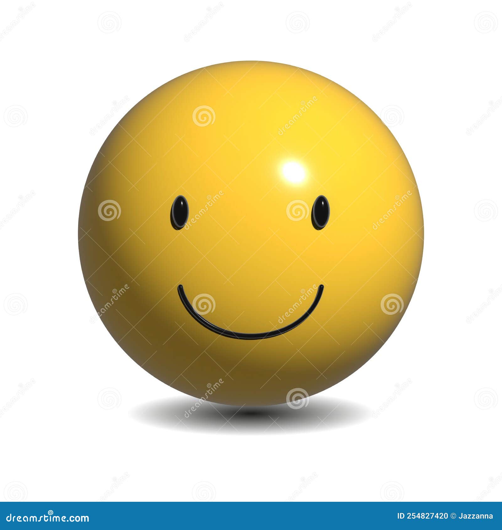 Happy Yellow Face Icon 3D Rendering Stock Illustration - Illustration ...