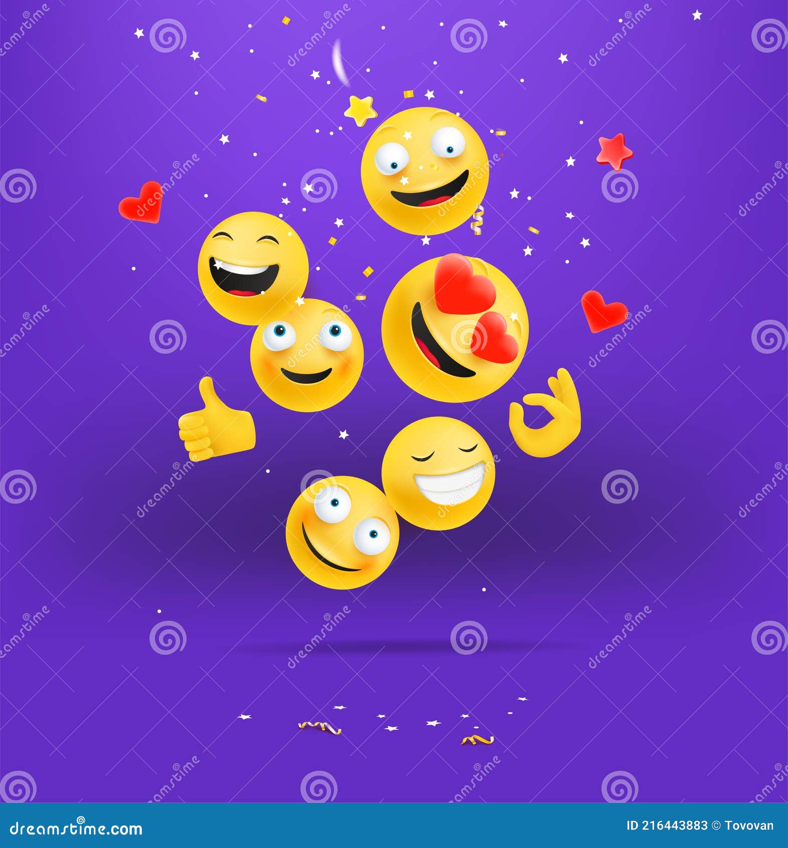 Happy Emojis Falling Down Concept. Stock Vector - Illustration of ...