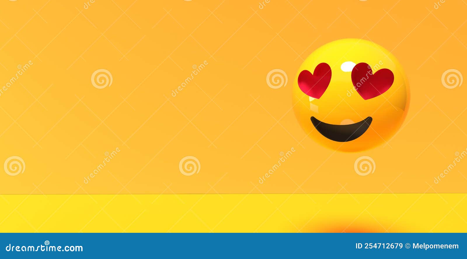Happy Emoticon with Red Heart Eyes - 3D Render Stock Illustration ...
