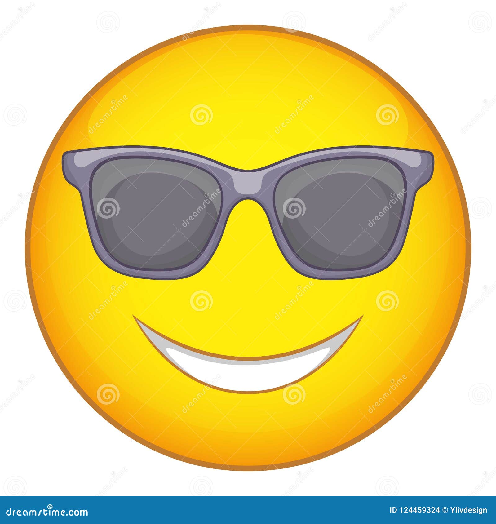 Happy Emoticon In Sunglasses Icon Cartoon Style Stock Illustration Illustration Of Round
