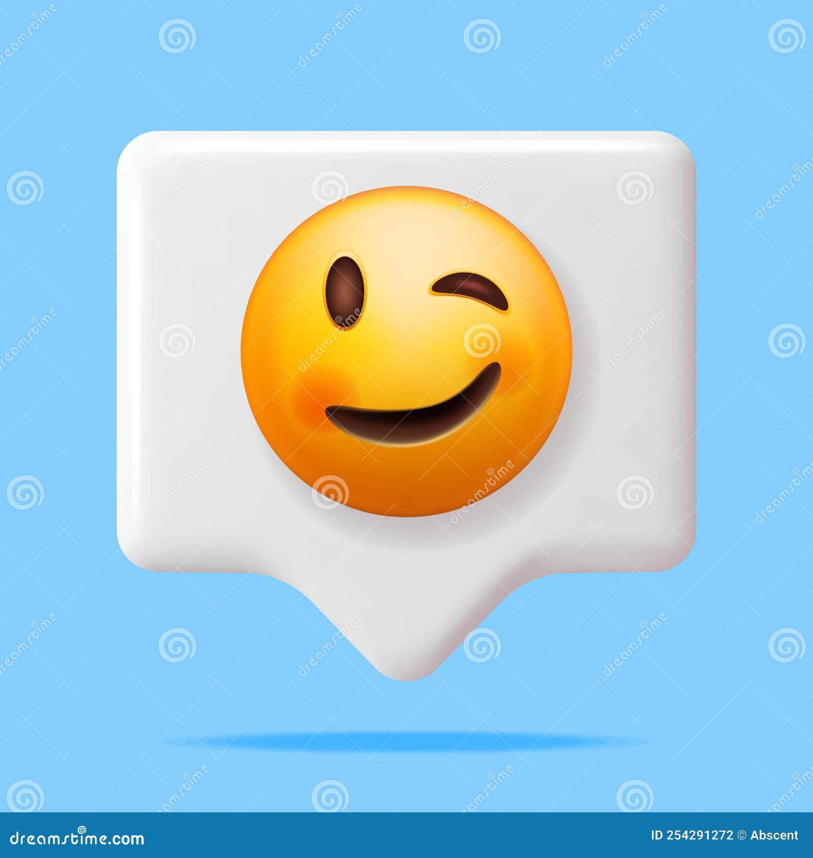 Happy Emoticon With Winking Face On Speech Bubble Stock Vector