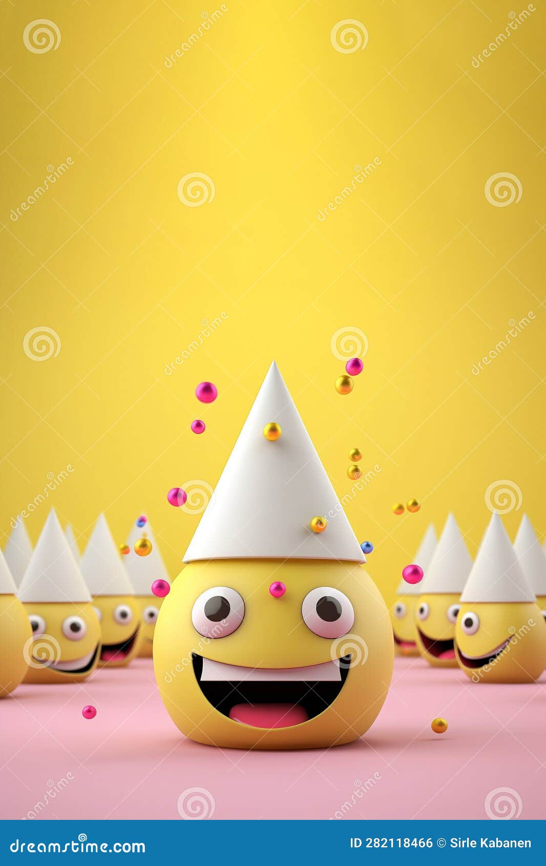 Happy Emoticons Celebrating Birthday. Stock Illustration - Illustration ...