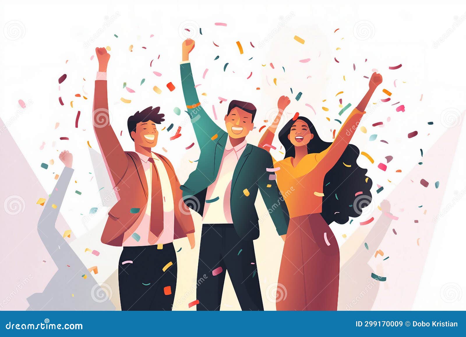 Happy Employed Team Celebrating Success Stock Illustration ...
