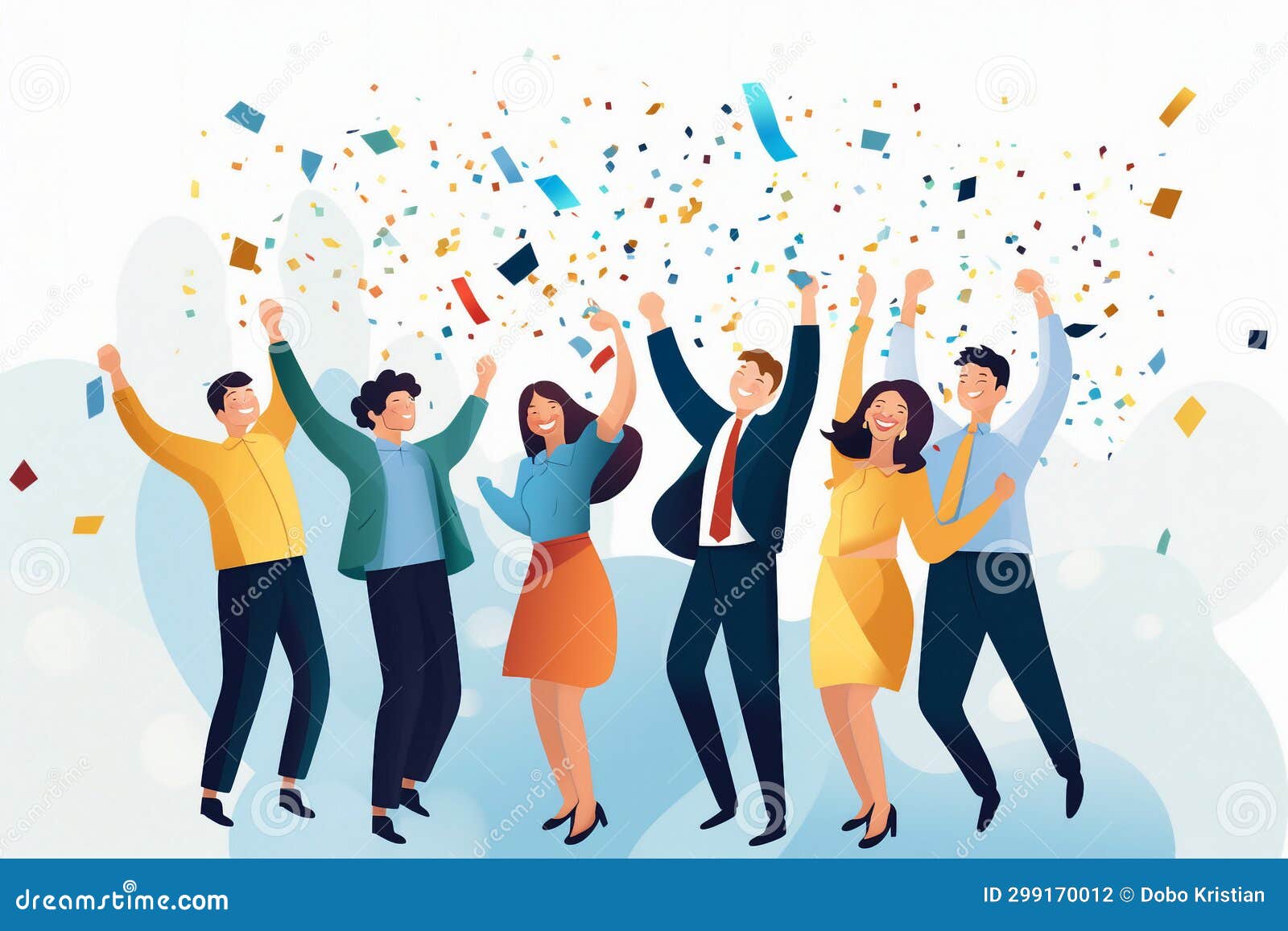 Happy Employed Team Celebrating Success Stock Illustration ...