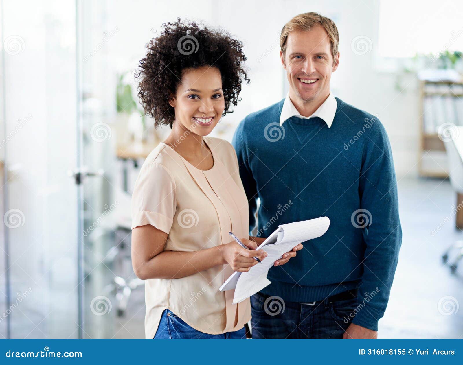 Happy, Employee and Notepad at Office for Collaboration, Teamwork and ...