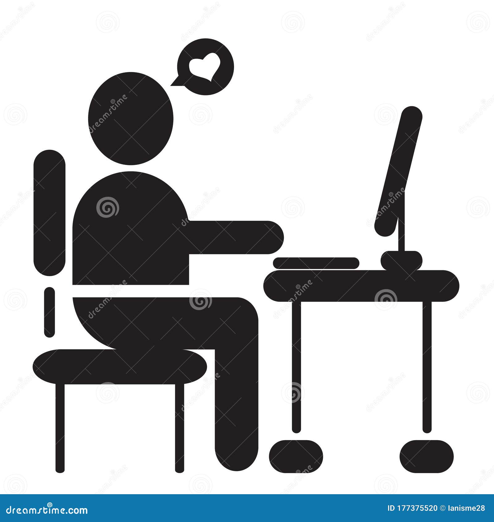 Happy Employee at Work Icon Stock Vector - Illustration of figure ...