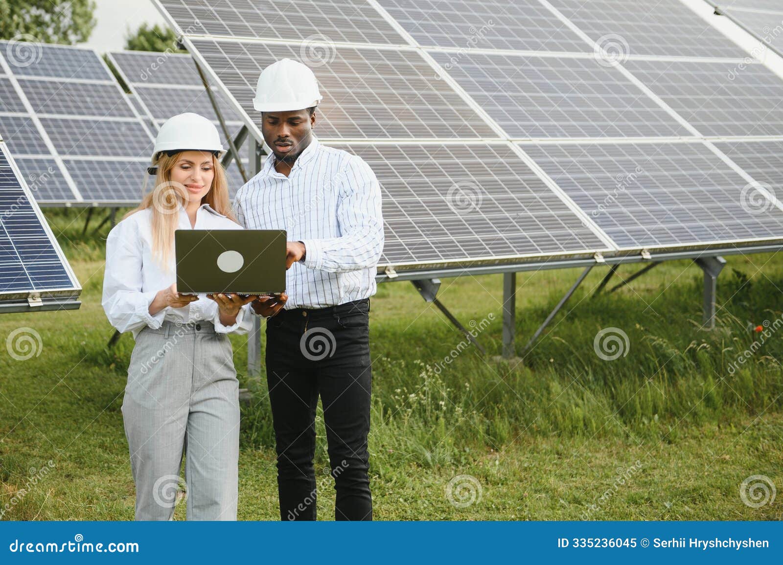 Happy Employees of Solar Power Plant Stock Image - Image of engineering ...