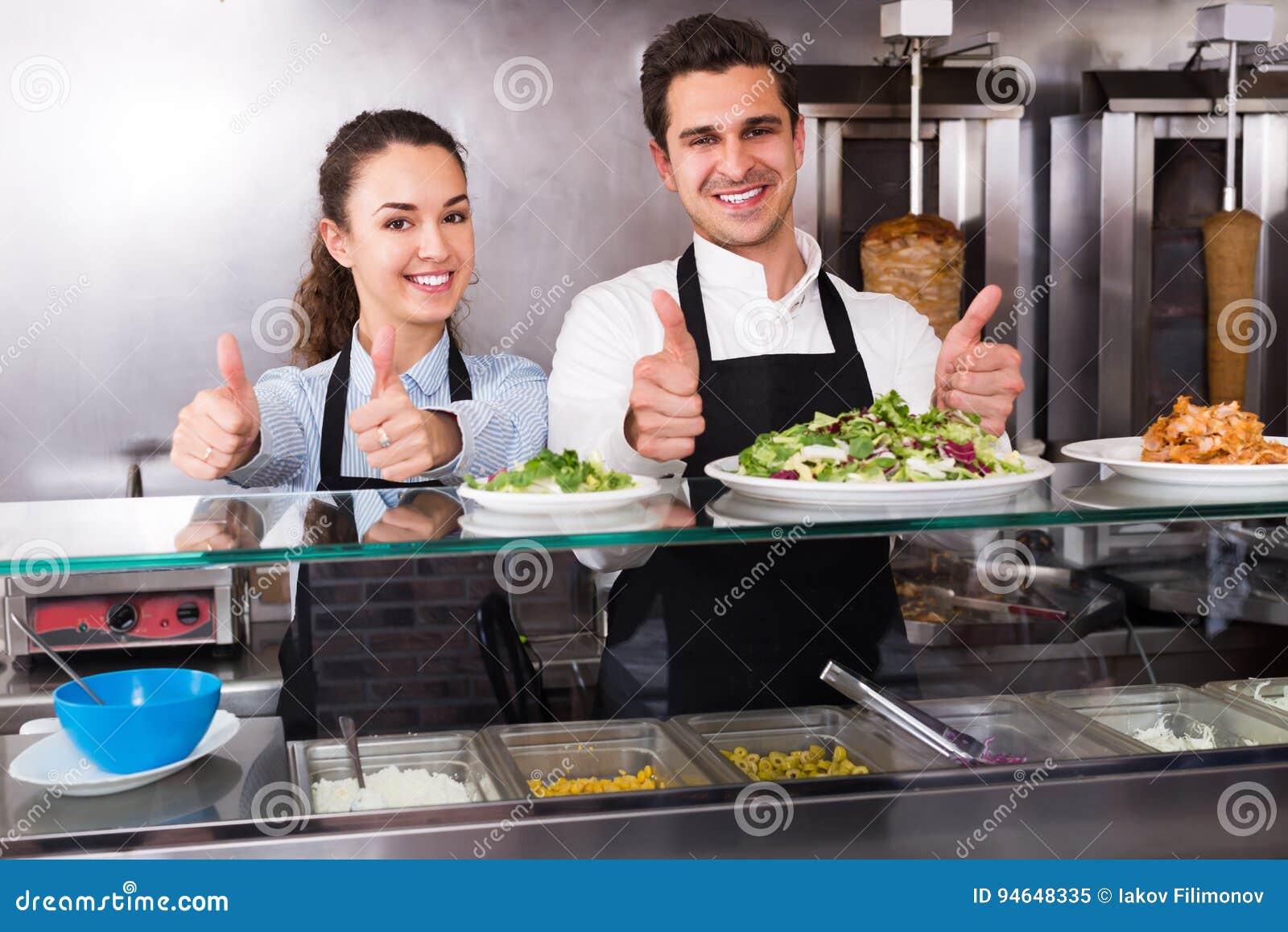 Happy Employees Working with Kebab Stock Image - Image of cooking ...