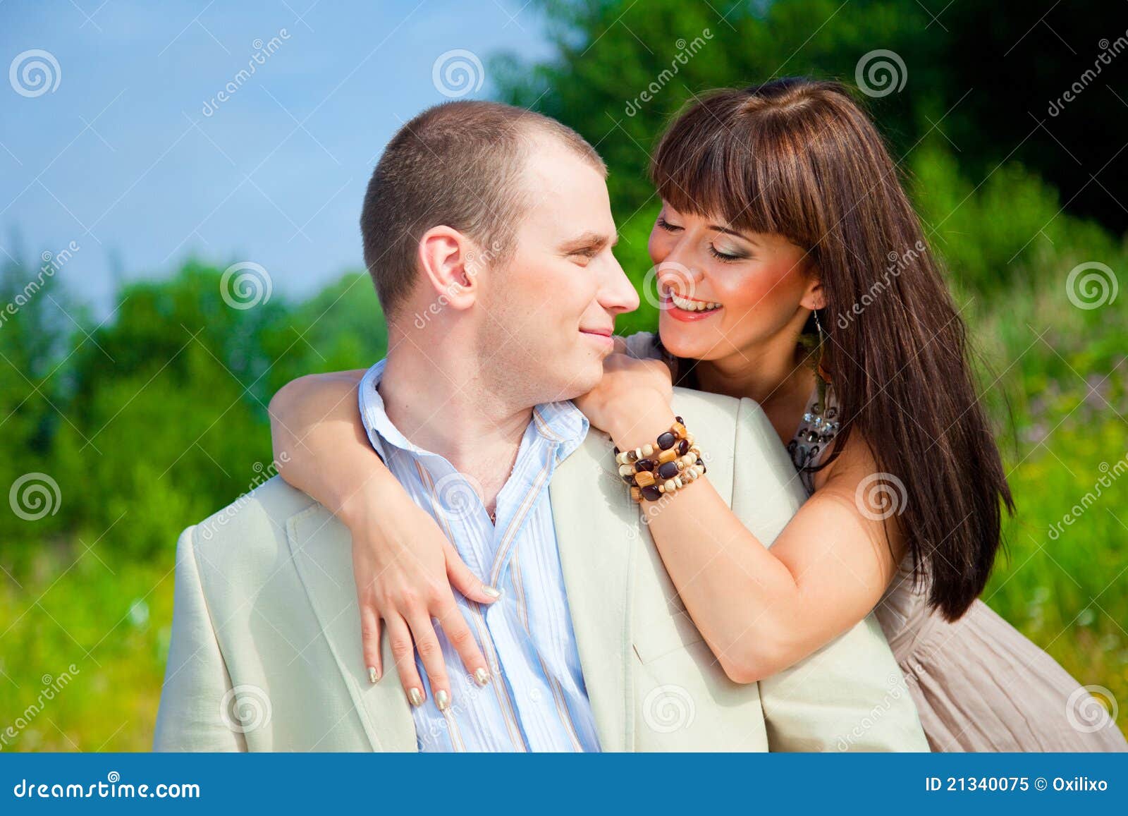Happy Enamoured Couple Embracing Stock Image - Image of enamoured ...