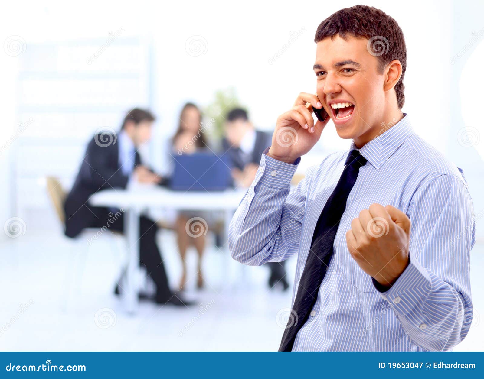 Happy Energetic Businessman Stock Image - Image of fist, happiness ...