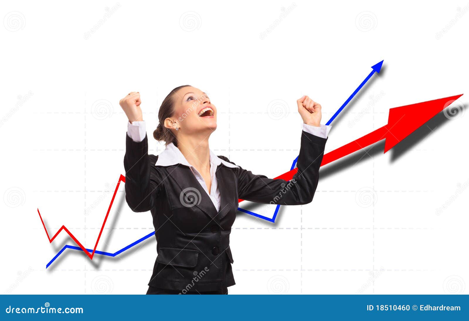 Happy Energetic Businesswoman Stock Photo - Image of excitement ...