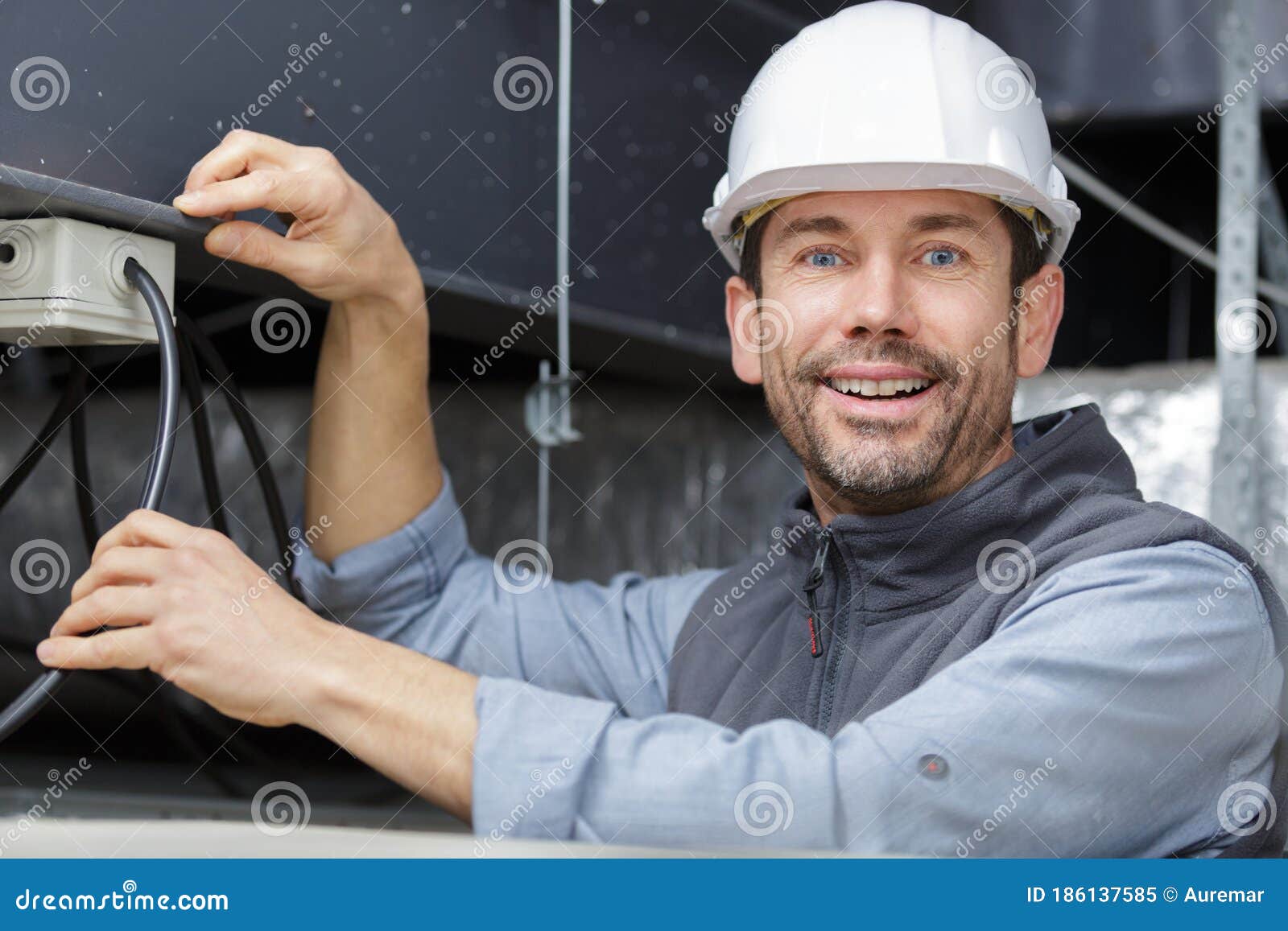 Happy Engineer Tests Power High Voltage Stock Image - Image of safety ...