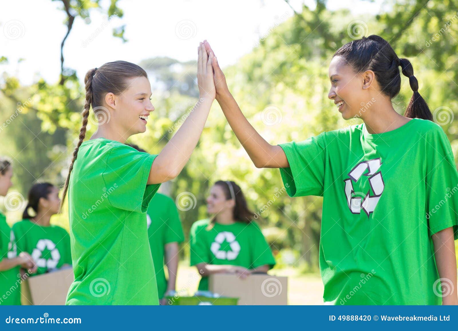 Happy Environmental Activists in the Park Stock Photo - Image of ...