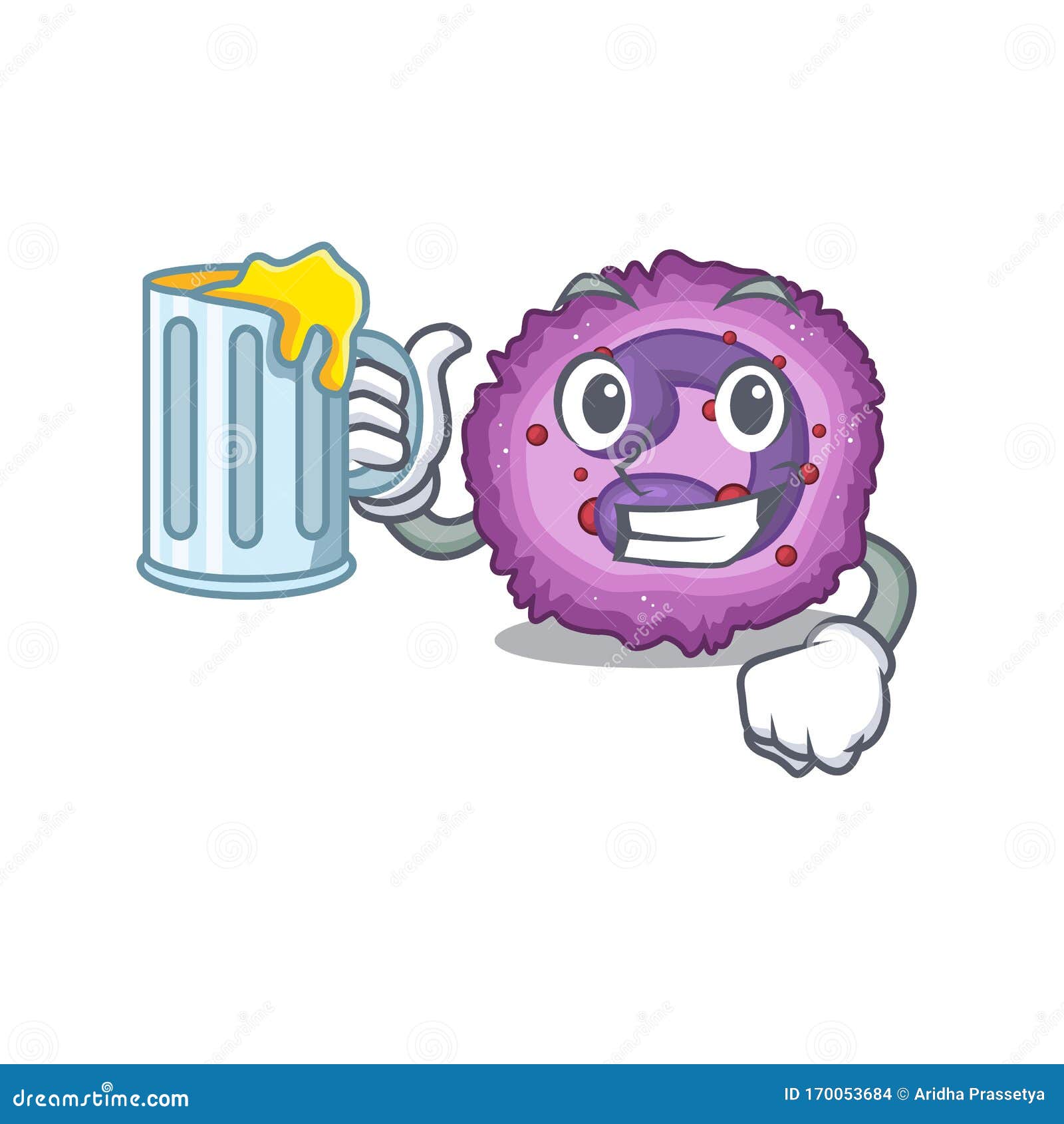 Happy Eosinophil Cell Mascot Design with a Big Glass Stock Vector ...