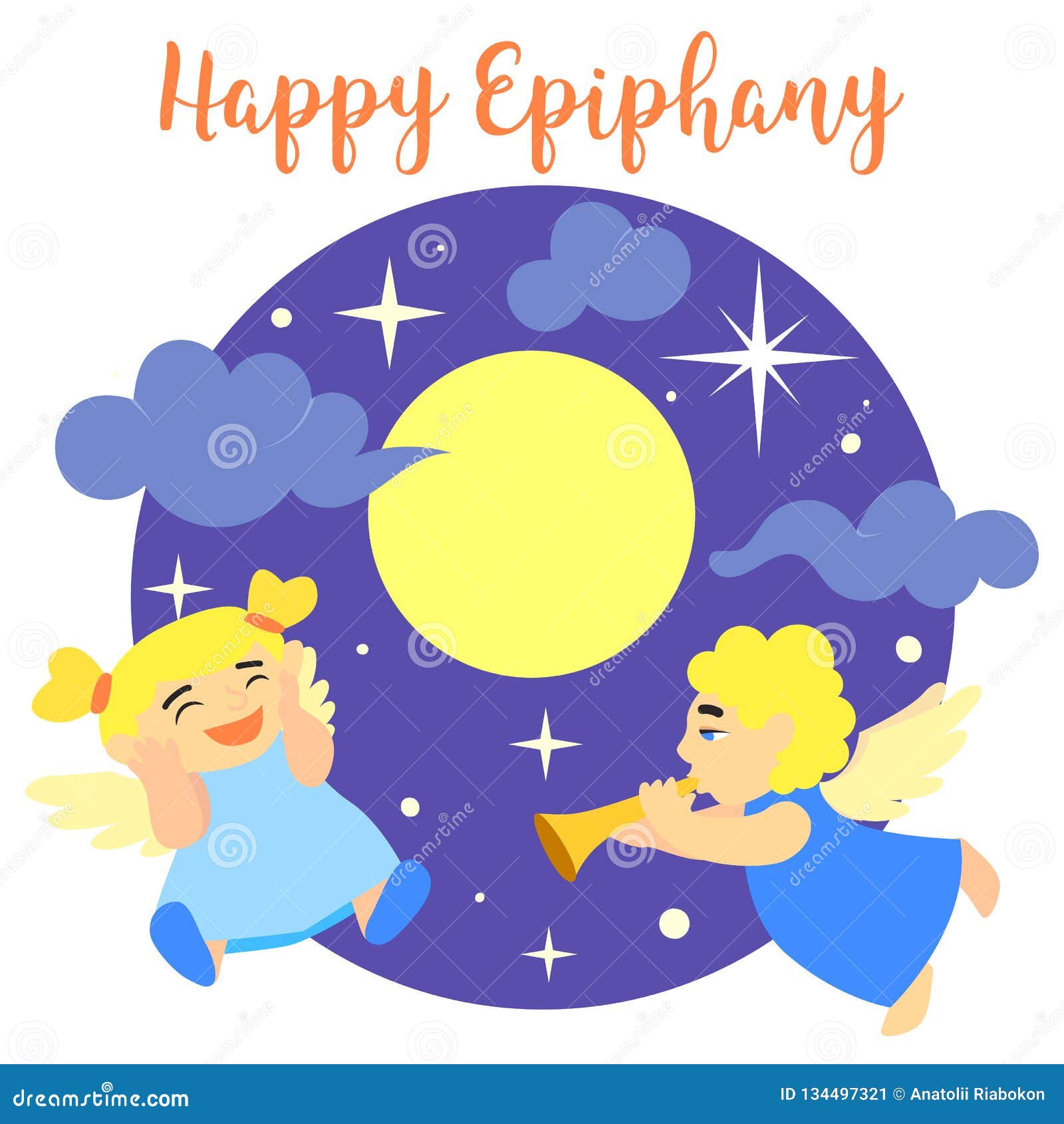 Happy Epiphany Angels Concept Background, Cartoon Style Stock Vector ... Happy Epiphany Angels Concept Background, Cartoon Style Stock Vector ...