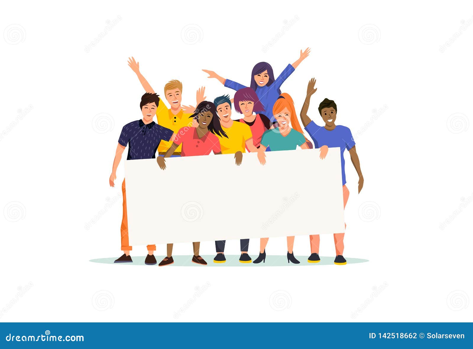 Group Young People Holding Blank Sign Stock Illustrations – 597 Group ...