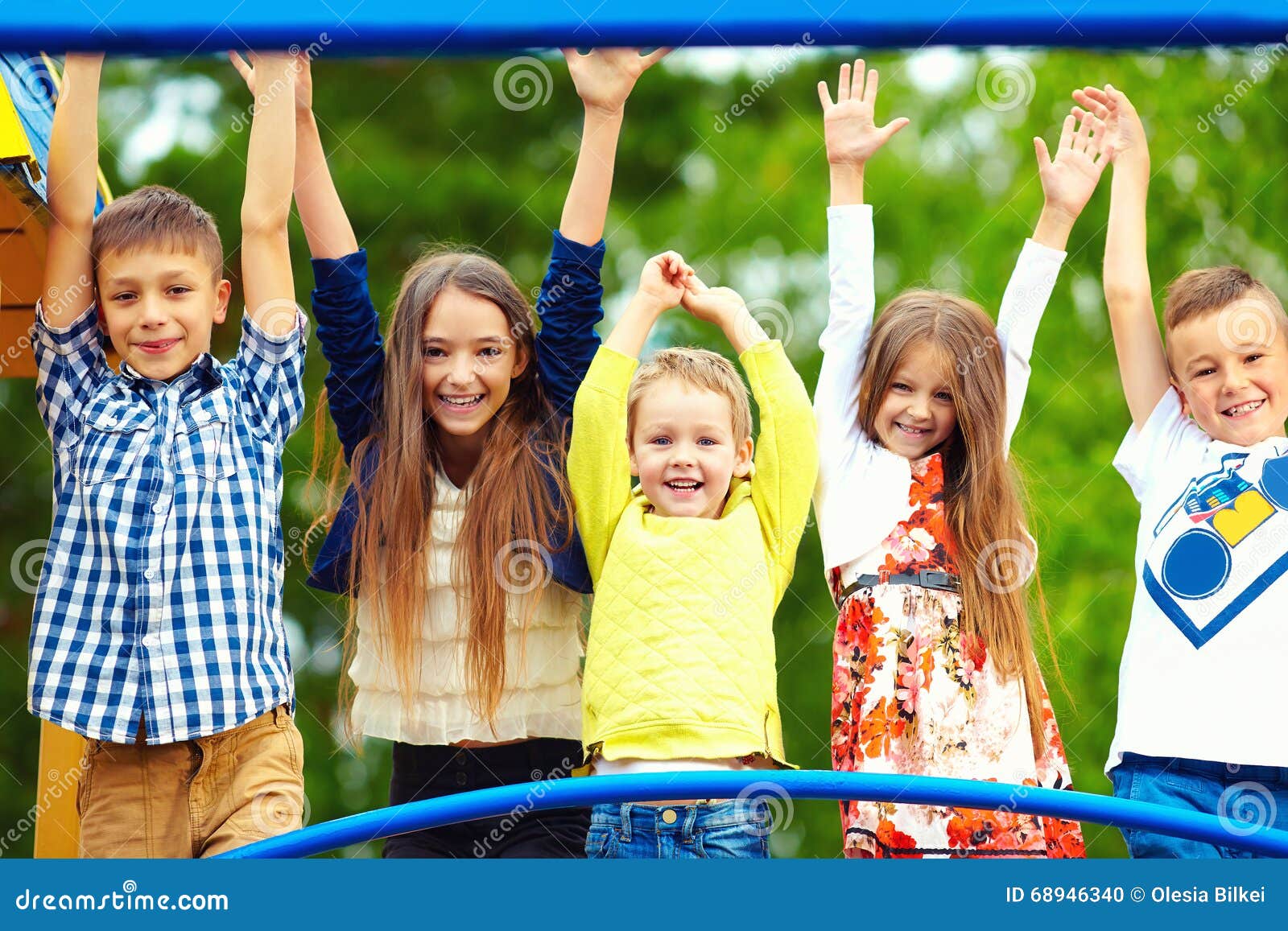Happy Excited Kids Having Fun Together on Playground Stock Photo ...
