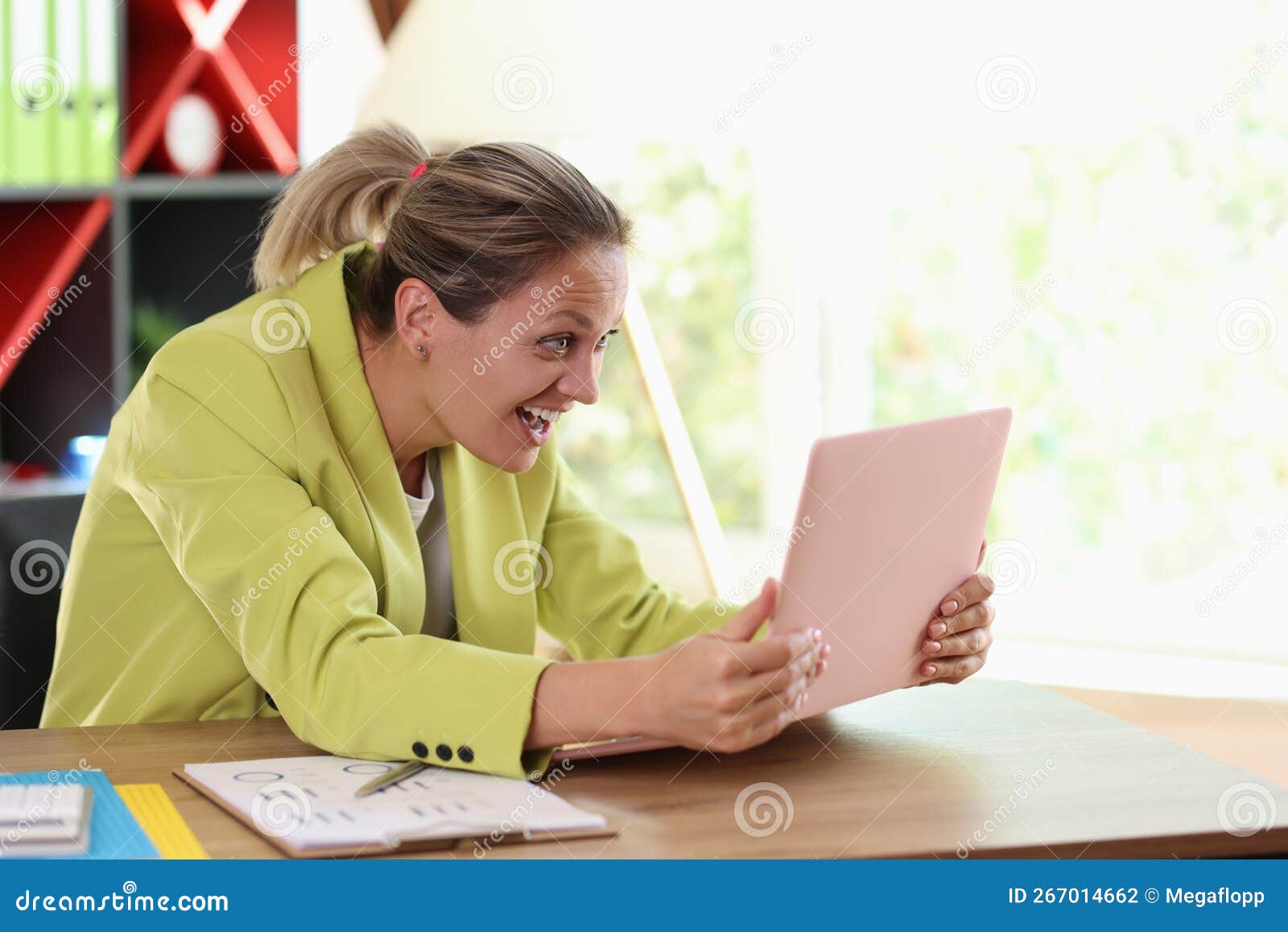 Happy Excited Successful Business Woman Holding Laptop and Celebrating ... Happy Excited Successful Business Woman Holding Laptop and Celebrating ...