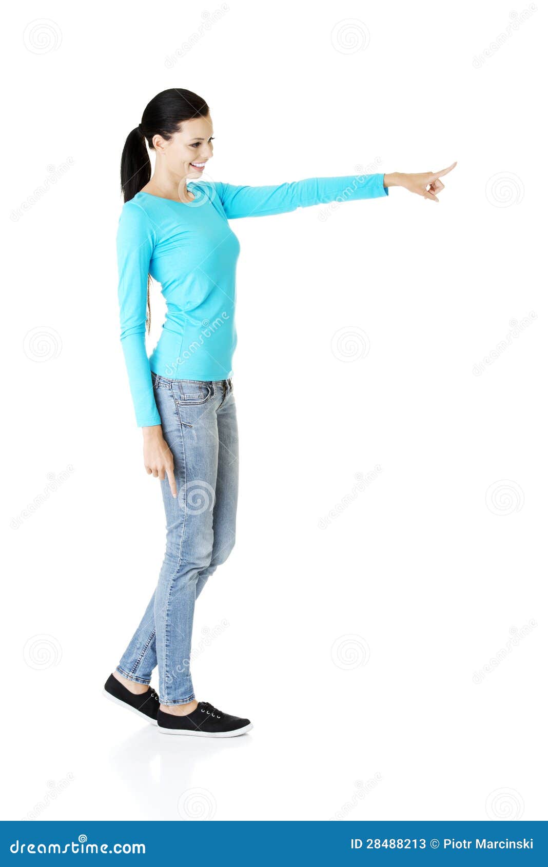Happy , Excited Young Woman Pointing on Copy Space Stock Image - Image ...